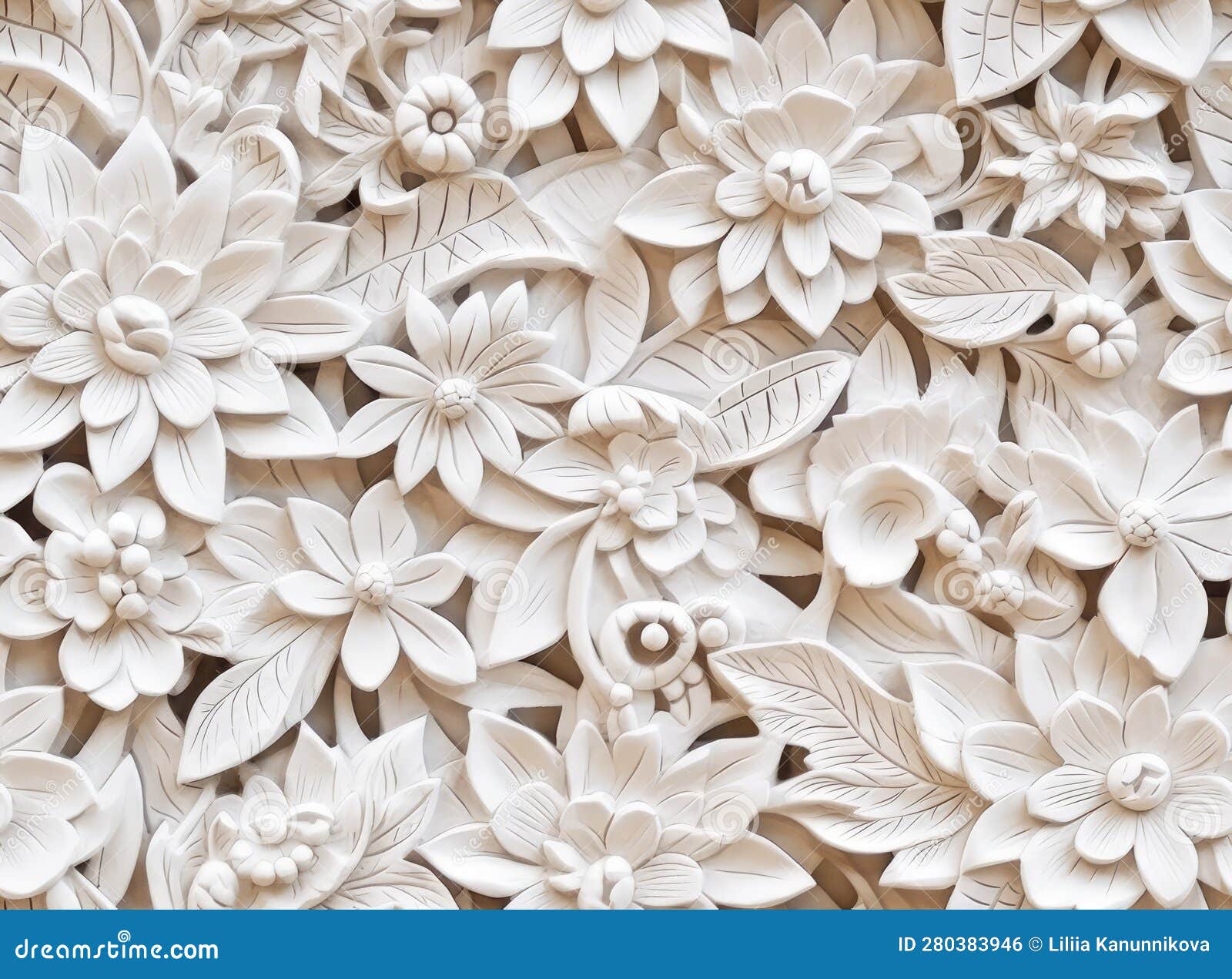 Patterns on the Ceiling Gypsum Sheets of White Flowers, Plaster ...
