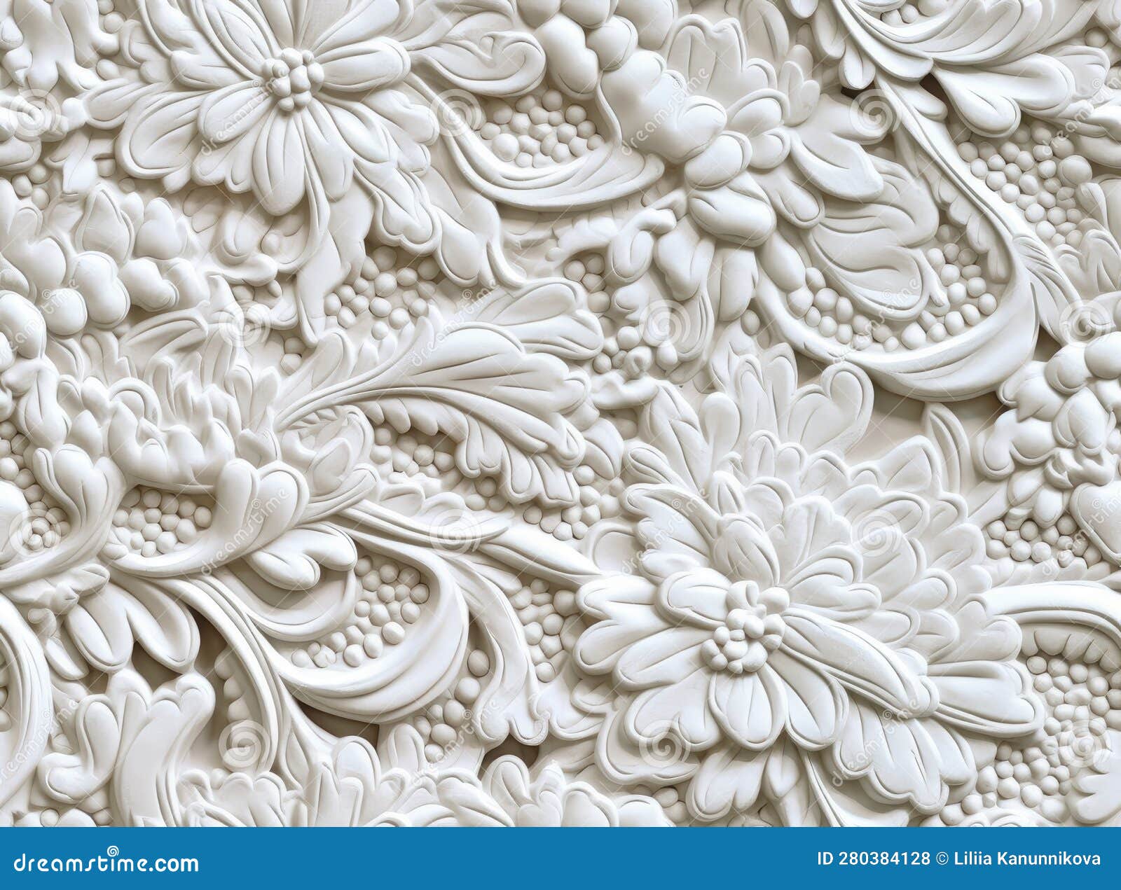 Patterns on the Ceiling Gypsum Sheets of White Flowers, Plaster ...