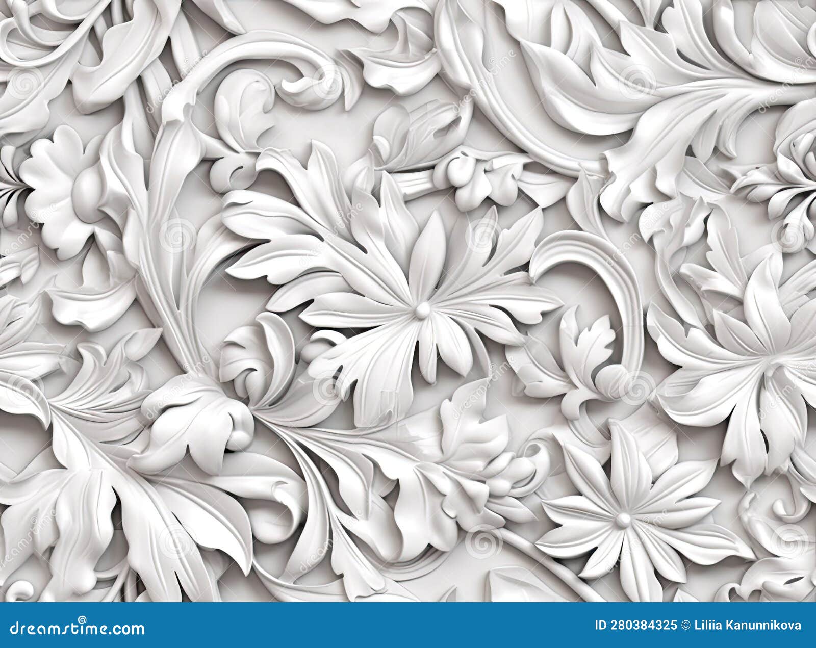 Patterns on the Ceiling Gypsum Sheets of White Flowers, Plaster ...