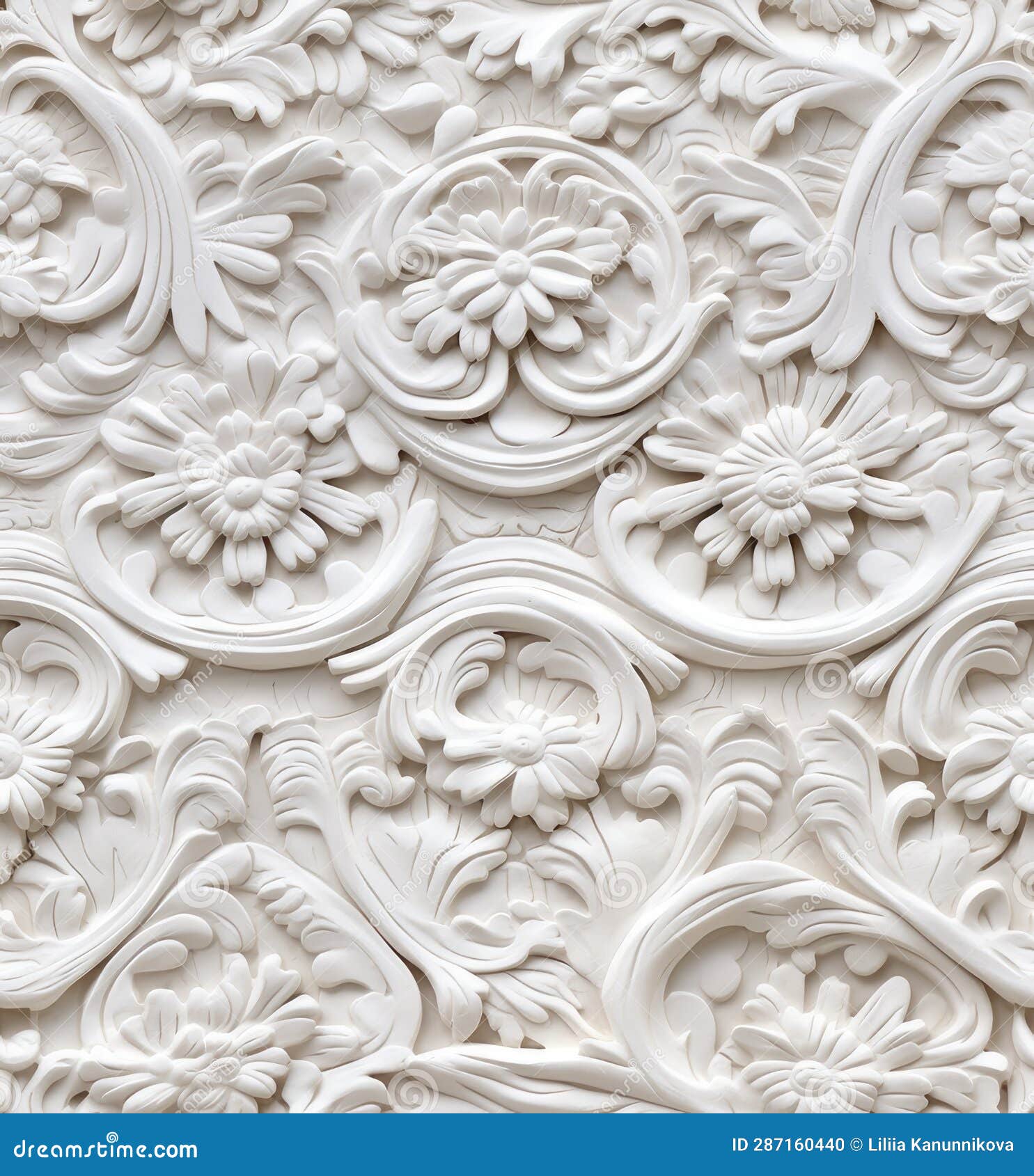 Patterns on the Ceiling Gypsum Sheets of White Flowers, Plaster ...