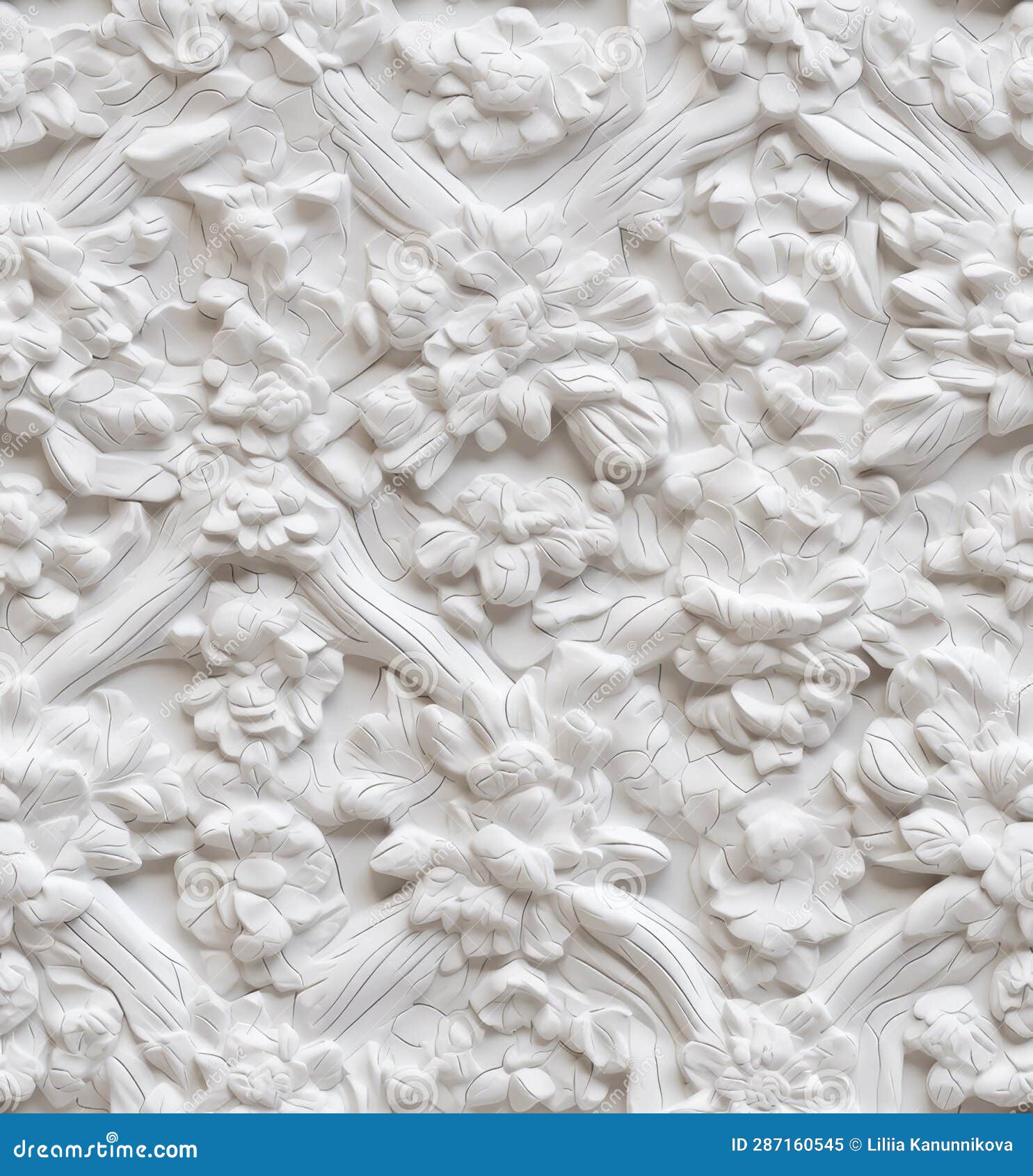 Patterns on the Ceiling Gypsum Sheets of White Flowers, Plaster ...
