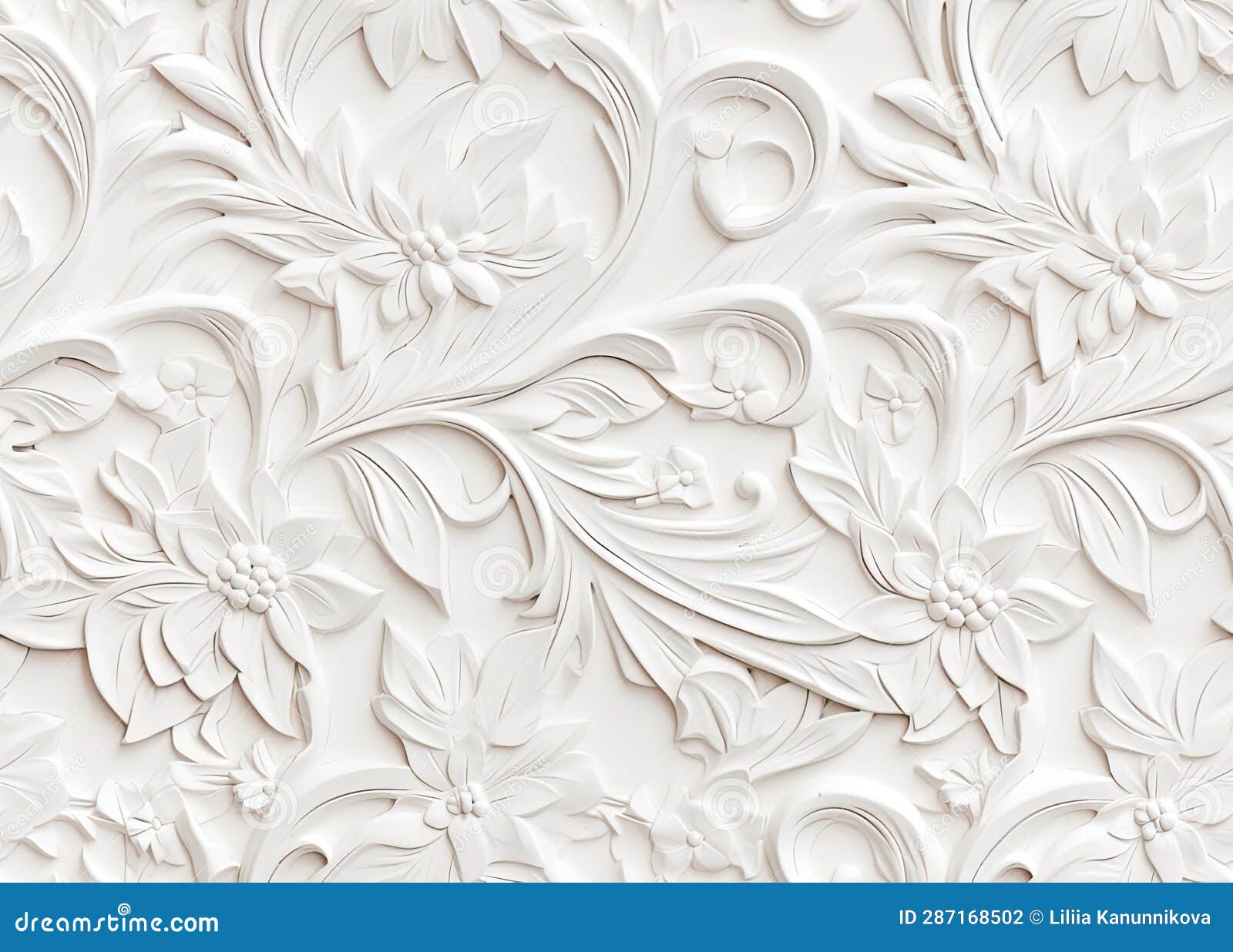Patterns on the Ceiling Gypsum Sheets of White Flowers, Plaster ...