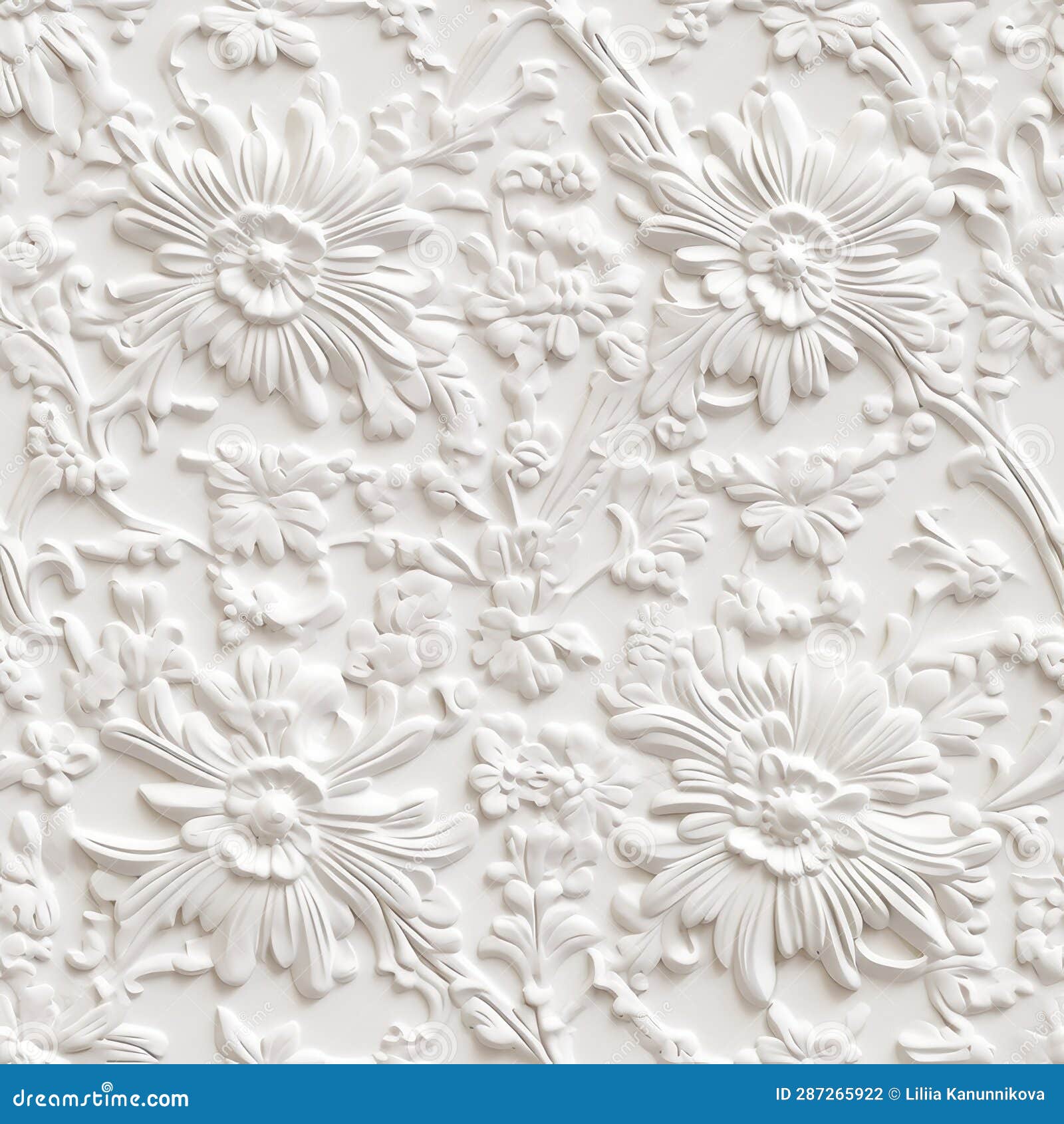 Patterns on the Ceiling Gypsum Sheets of White Flowers, Plaster ...
