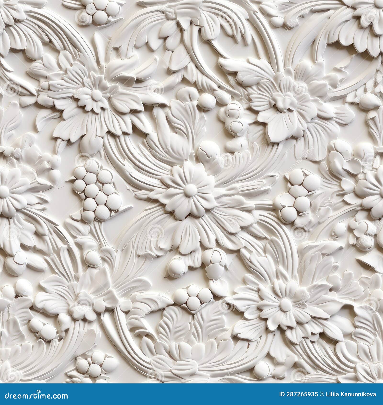Patterns on the Ceiling Gypsum Sheets of White Flowers, Plaster ...