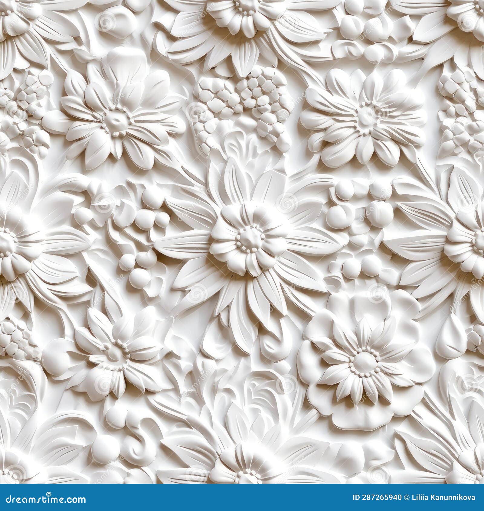 Patterns on the Ceiling Gypsum Sheets of White Flowers, Plaster ...