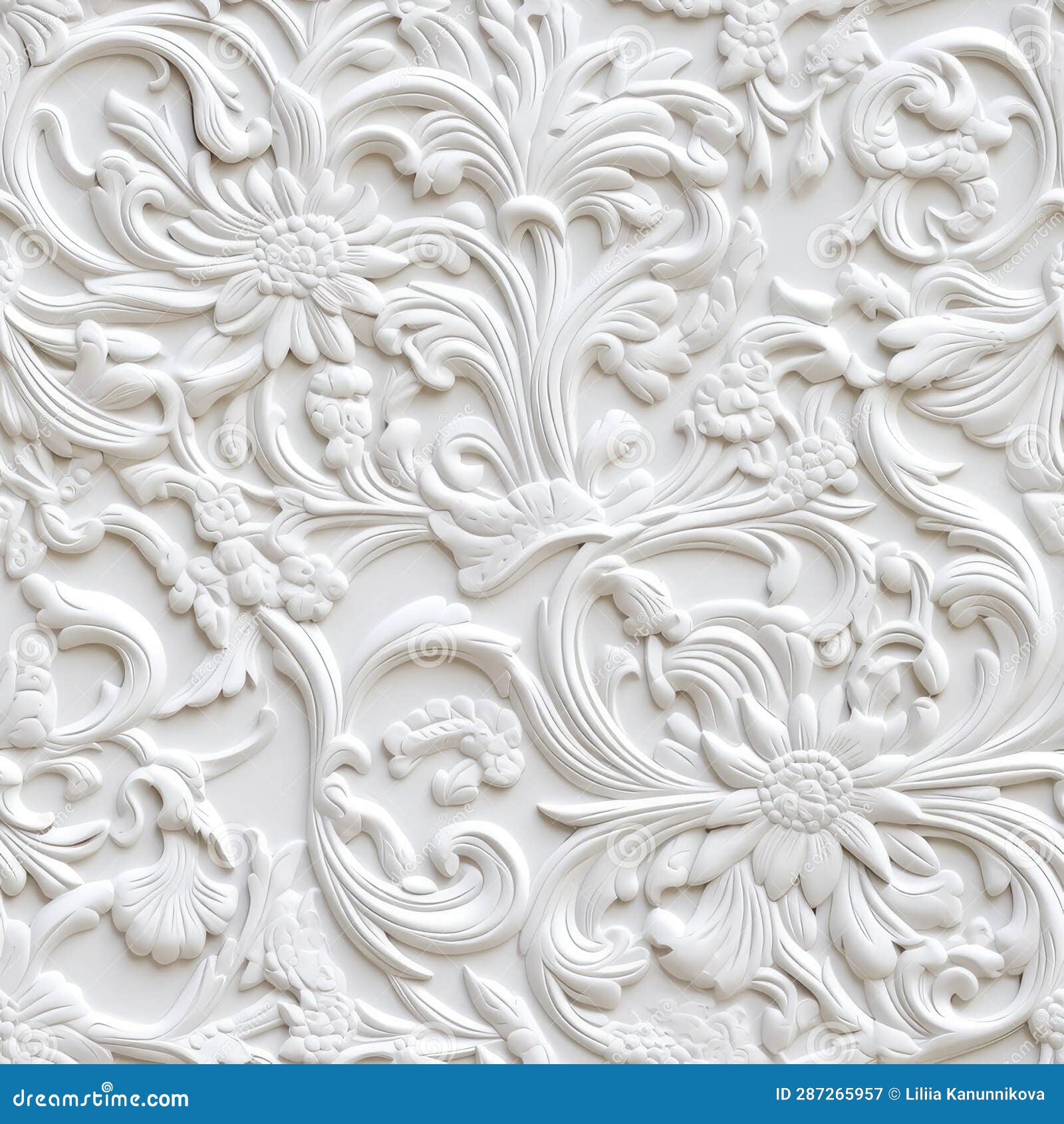 Patterns on the Ceiling Gypsum Sheets of White Flowers, Plaster ...