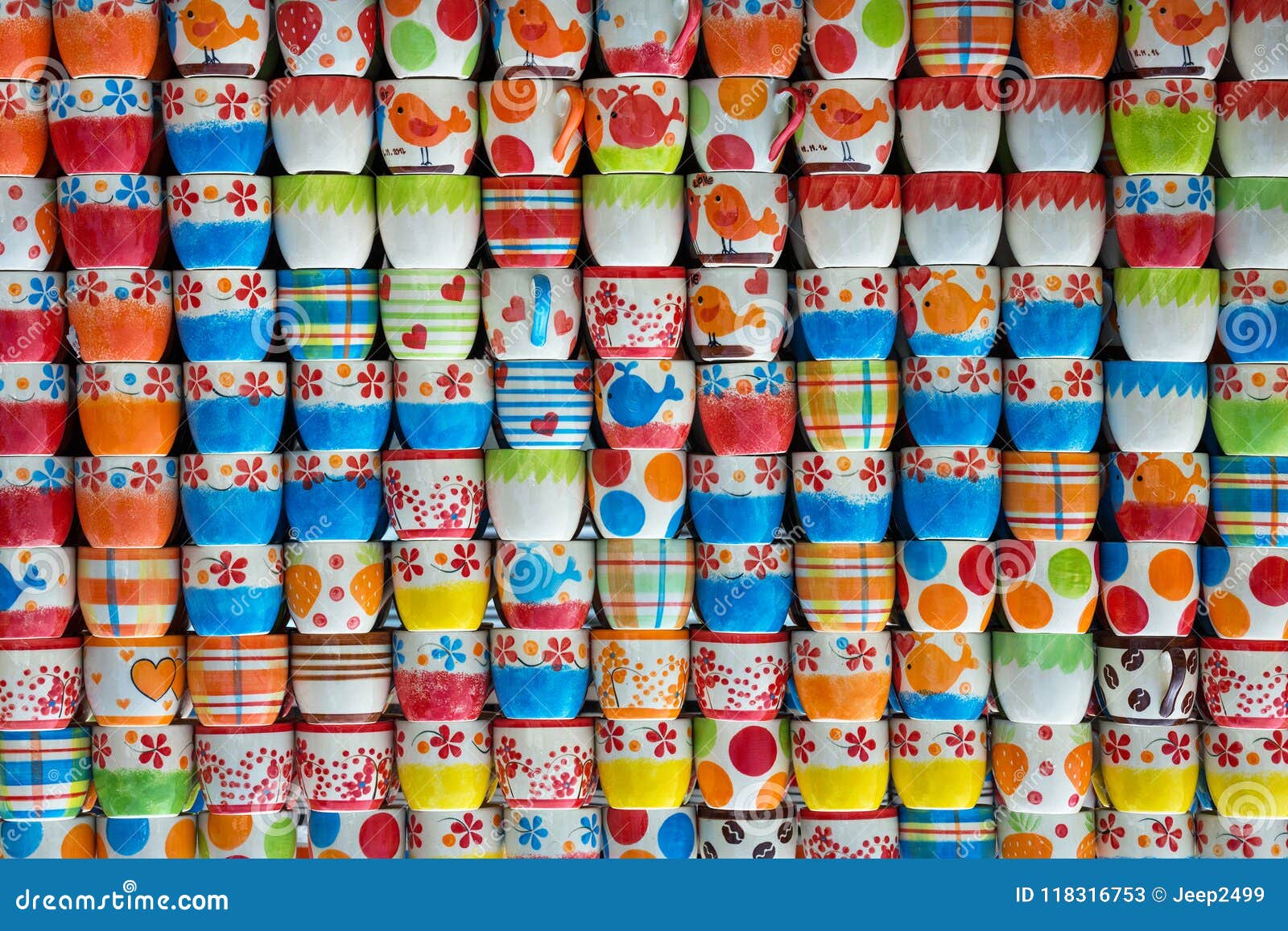 Patterns of Ceramic Cups for the Background. Stock Image - Image of ...