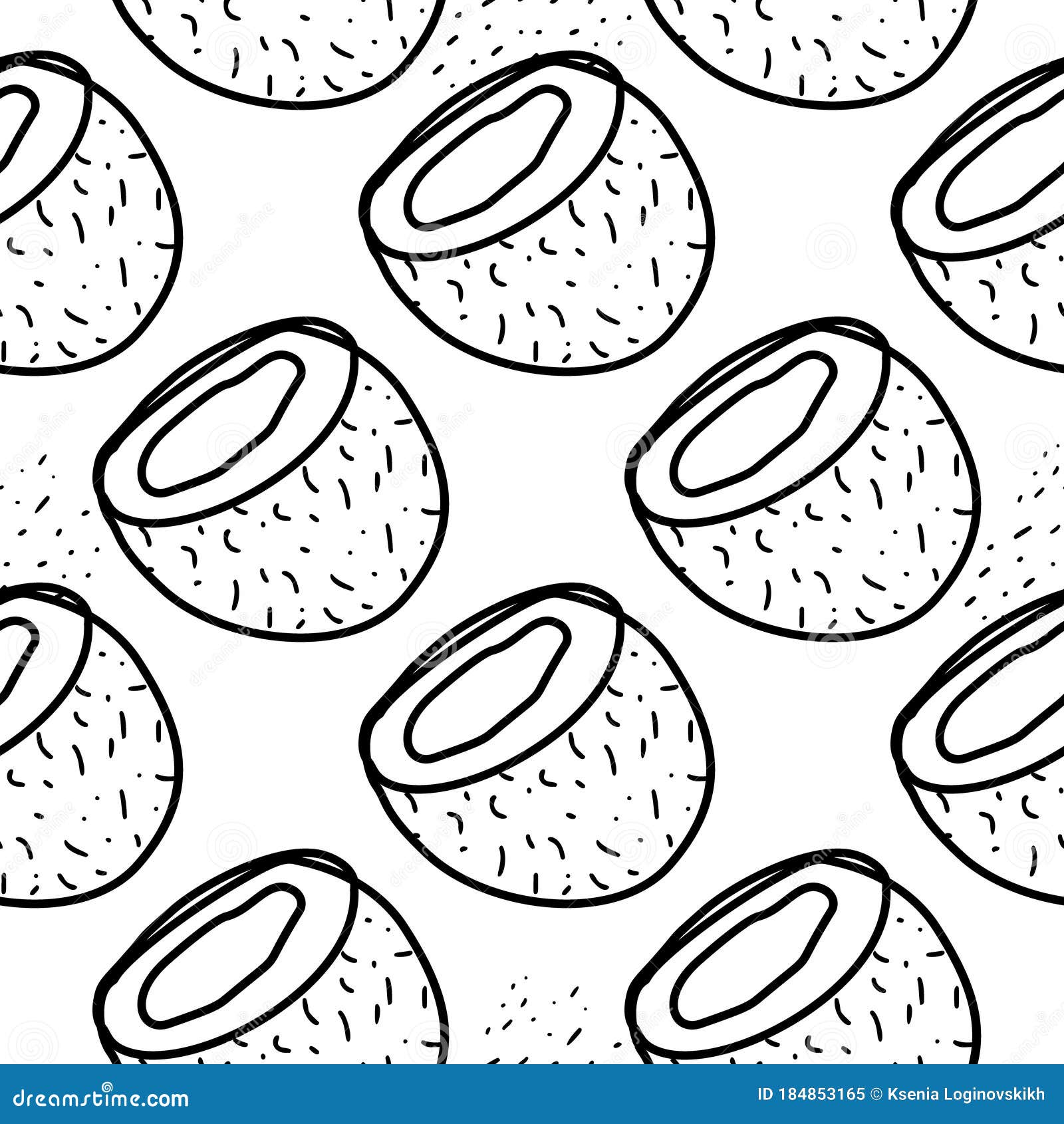 Patterns Coconut Hand Drawn Doodle Style Vector Stock Vector ...