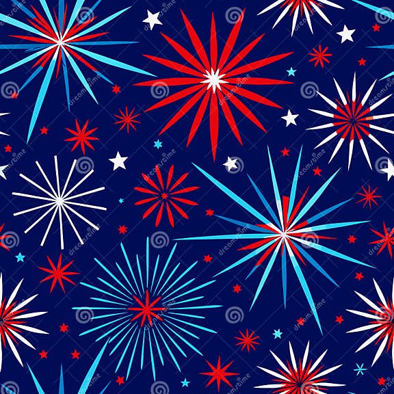 Patterns and Fireworks are Scattered Across a Dark Blue Background ...