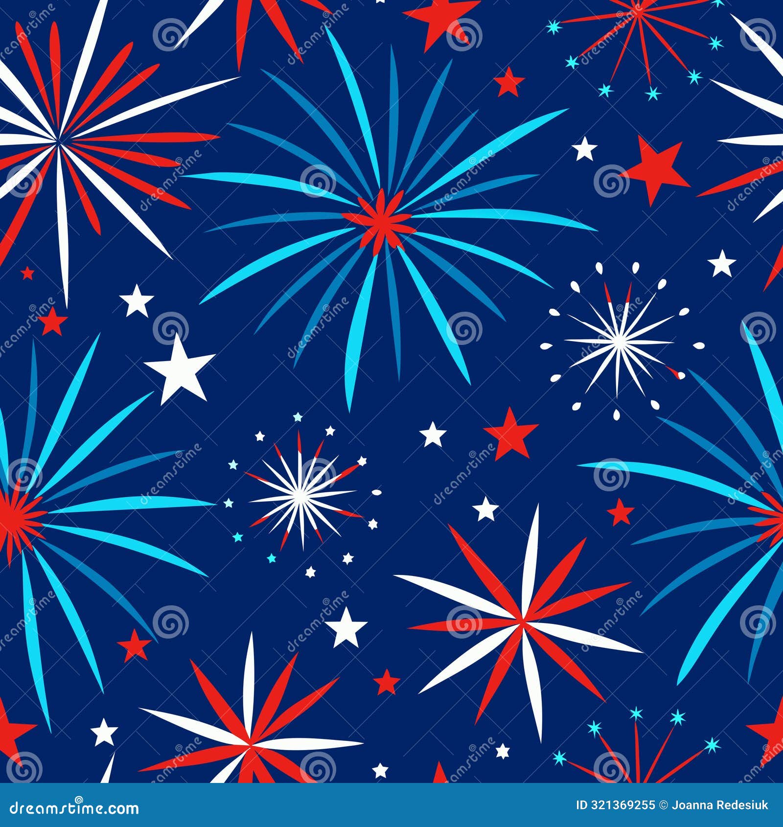 Patterns and Fireworks are Scattered Across a Dark Blue Background ...