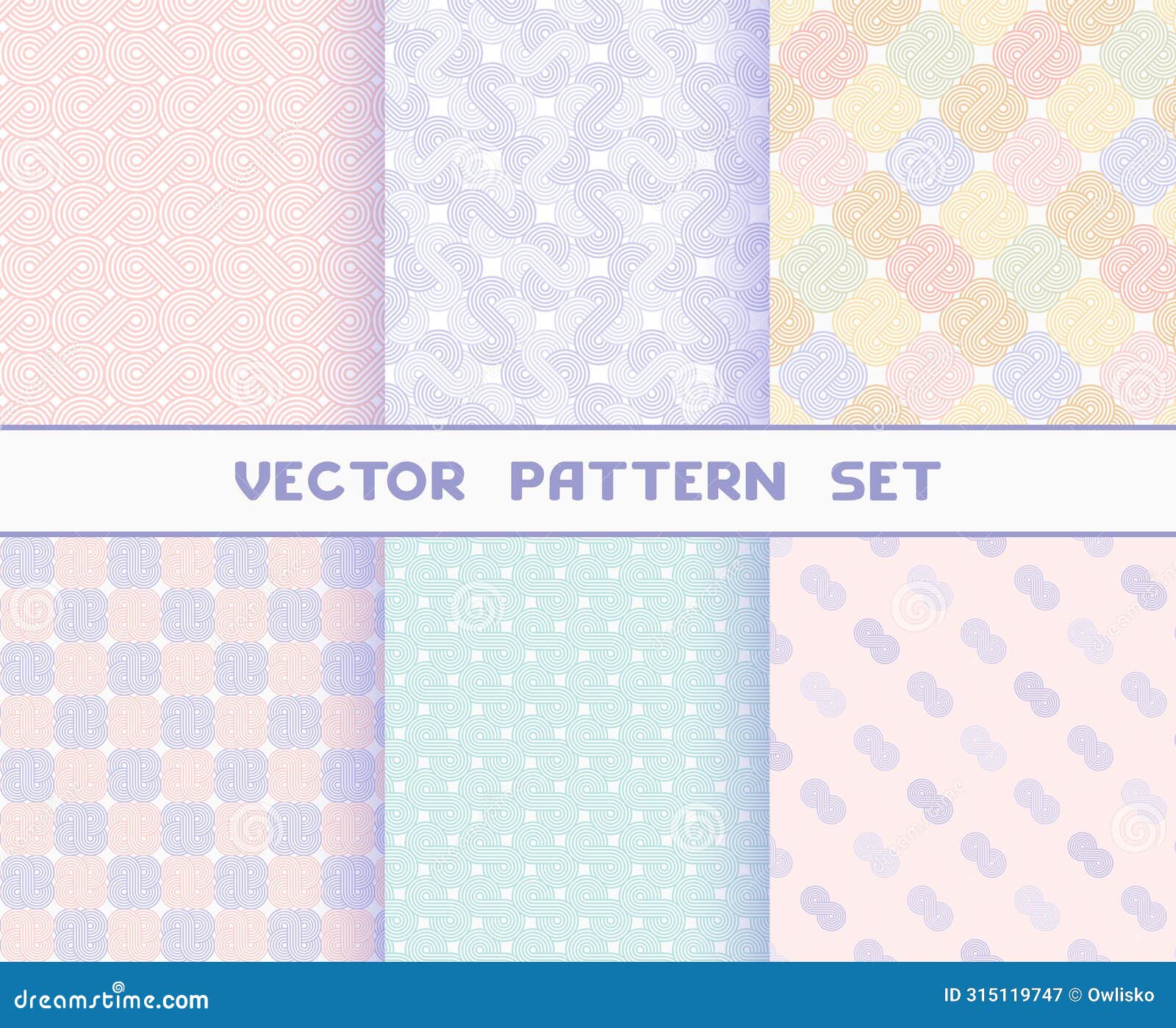 Patterns with Geometric Swirls in Gentle Pastel Colors Stock ...
