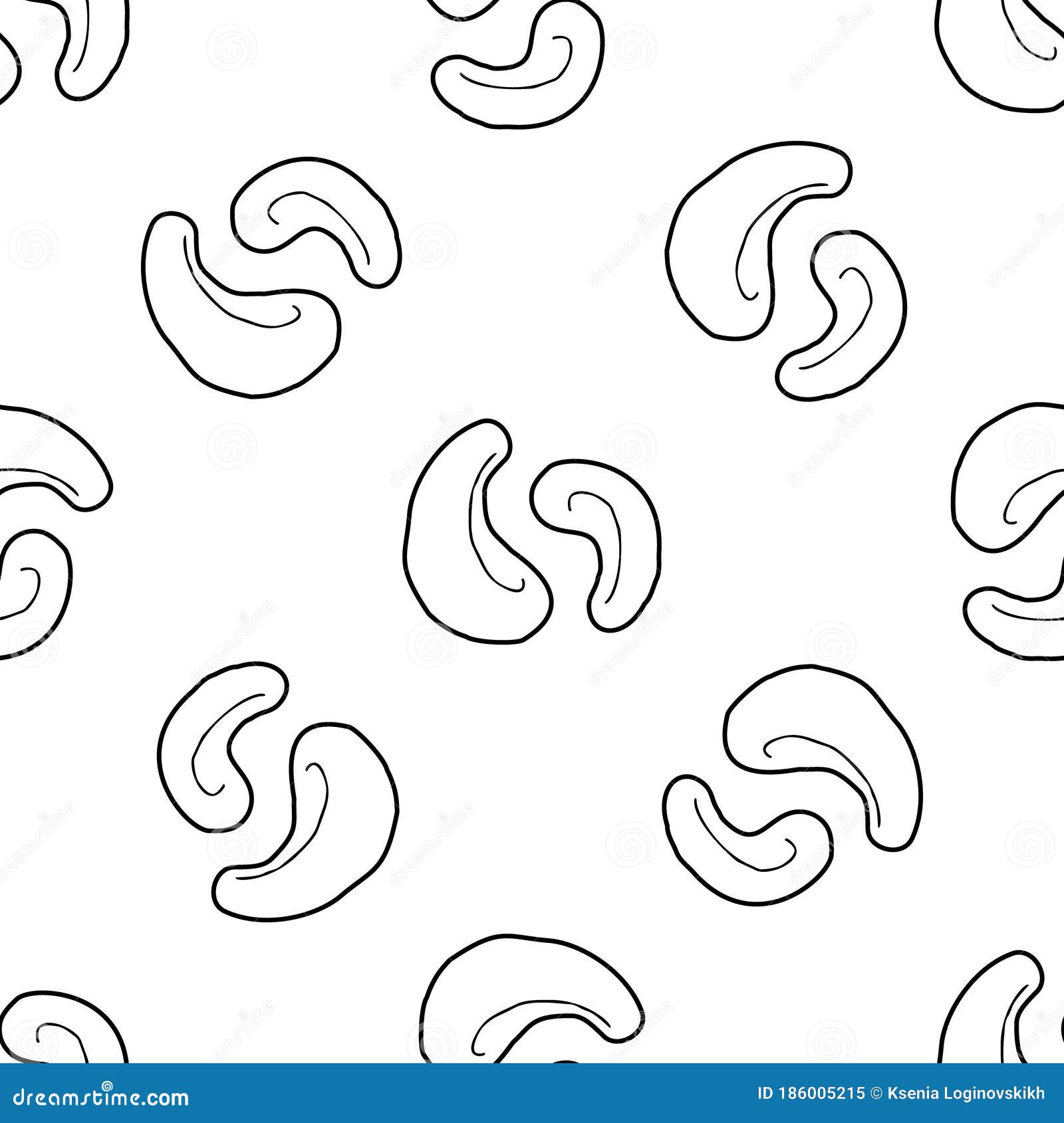 Patterns Cashew Hand Drawn Doodle Style Vector Stock Vector ...