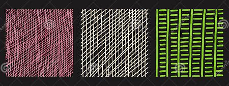 Patterns with Hand Drawn Linear Hatching and Crosshatching Textures ...