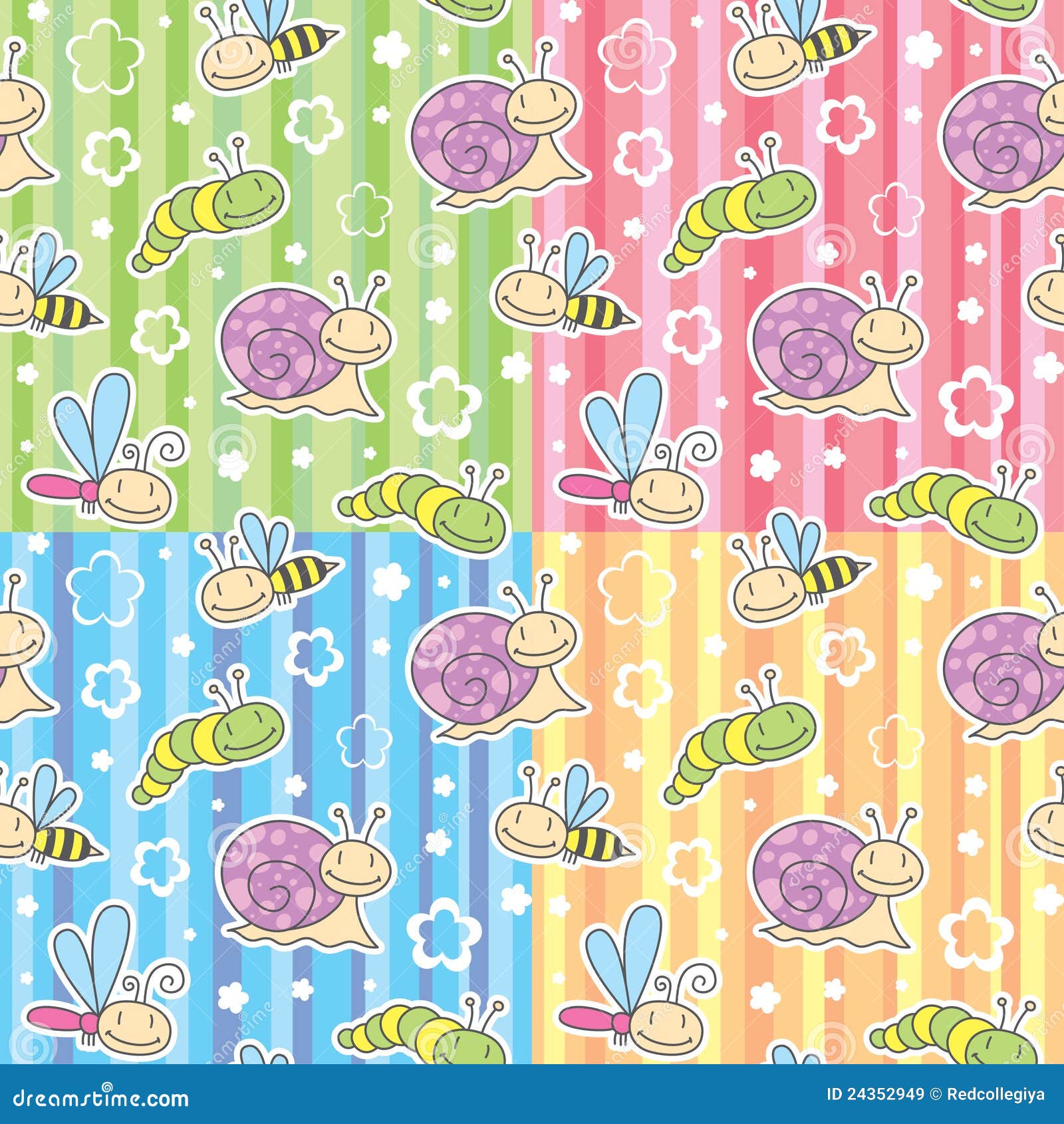 Patterns with insects stock vector. Illustration of animal - 24352949