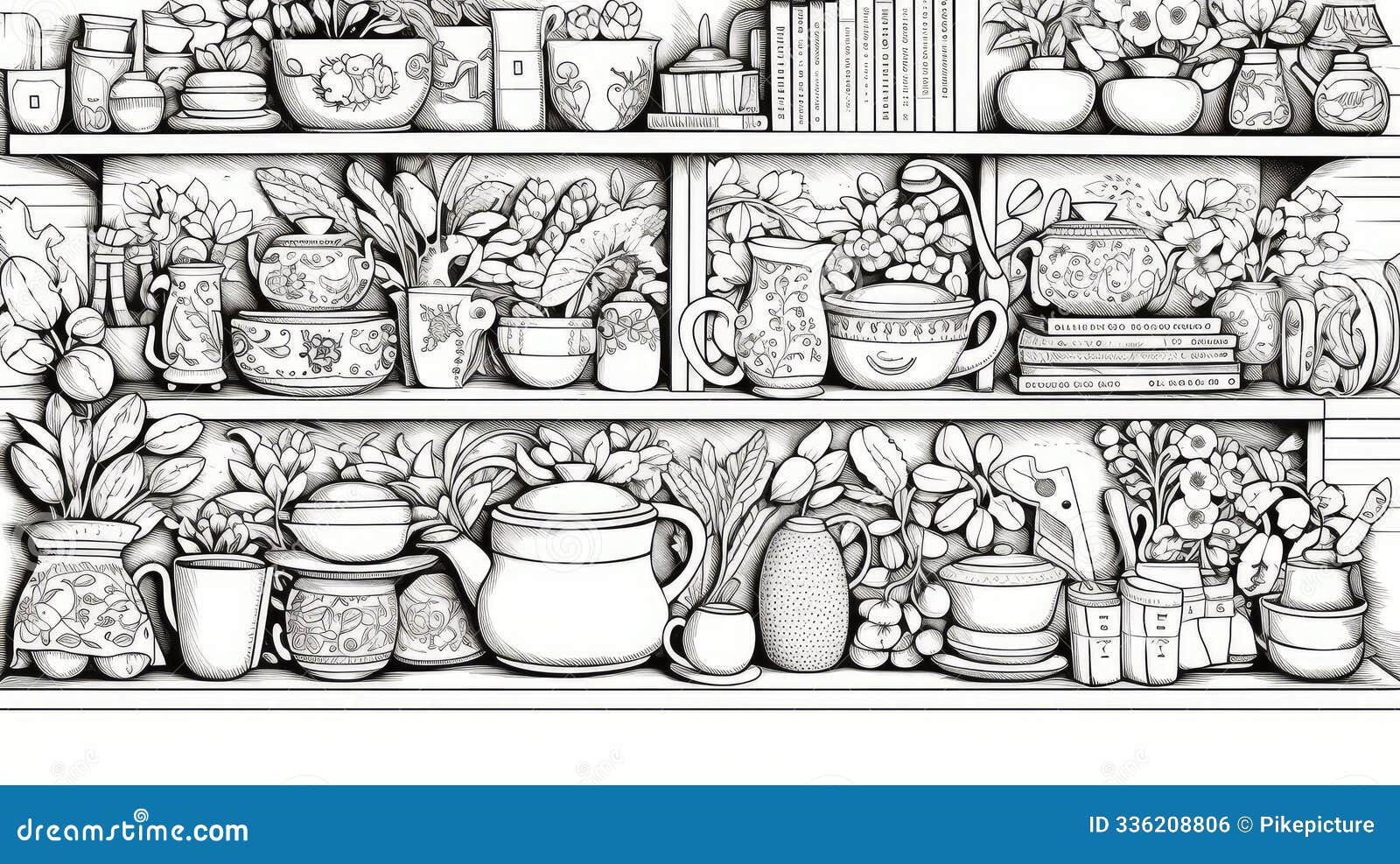 Patterns Kitchen Coloring Book Stock Illustration - Illustration of ...