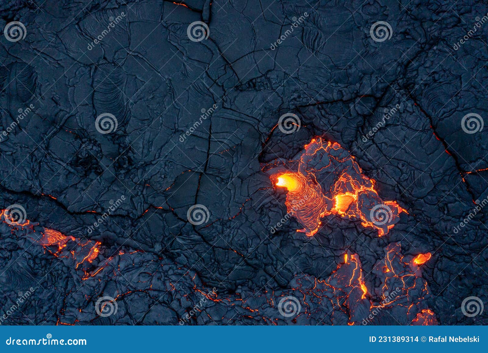 Patterns of Lava from an Active Volcano Eruption. Mount Fagradalsfjall ...