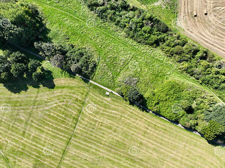 Aerial View Looking Down on the Patterns of Fields and Hedges Stock ...