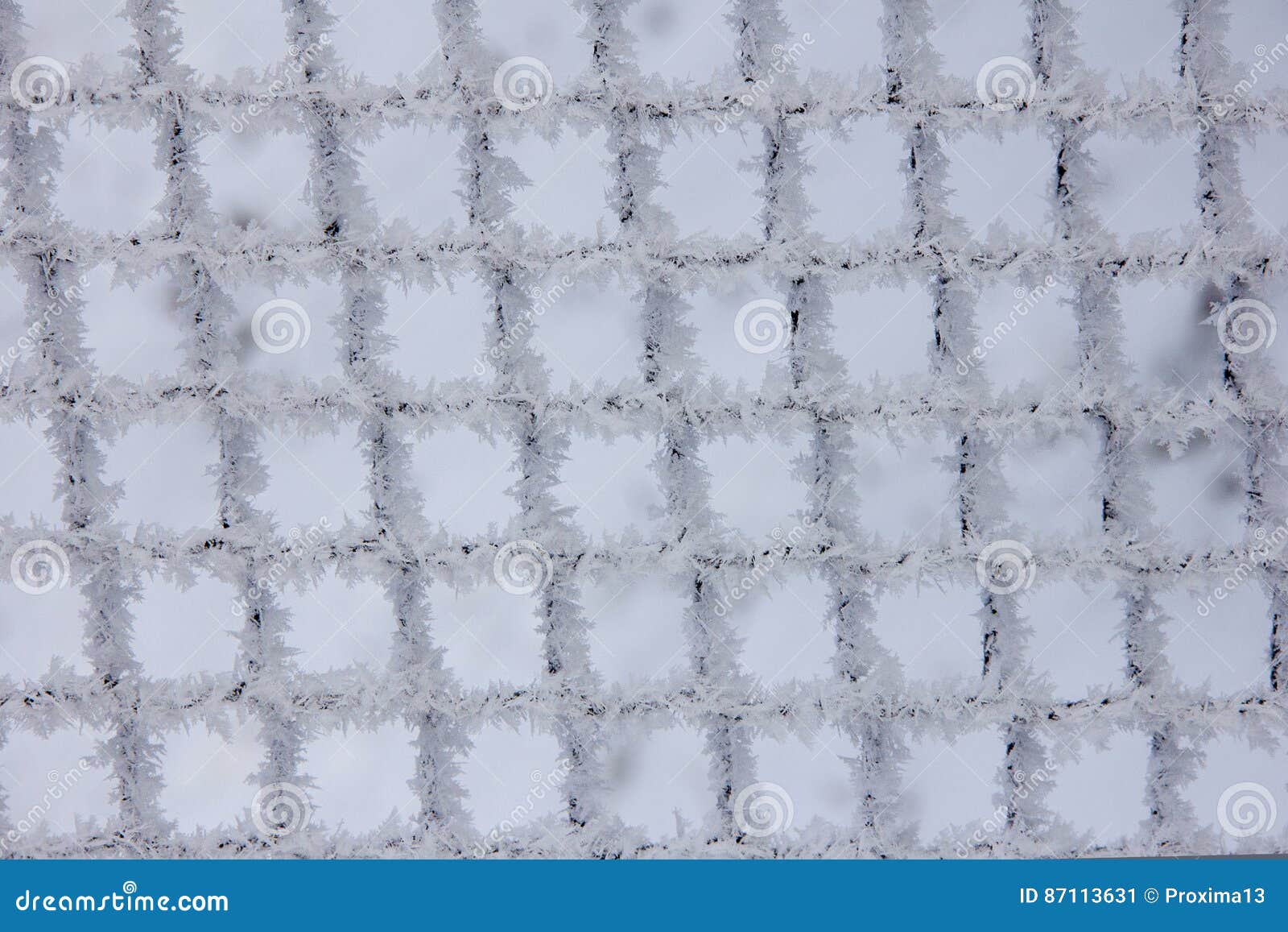 Patterns of Natural Frost and Snowflakes on a Metal Grid I Stock Image ...