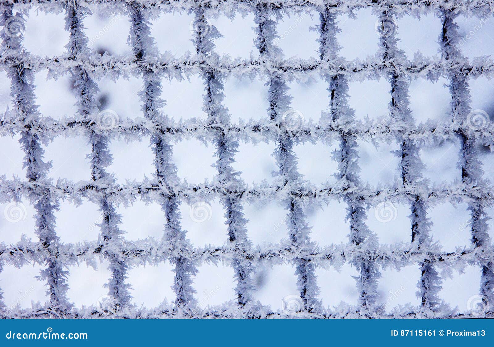 Patterns of Natural Frost and Snowflakes on a Metal Grid I Stock Image ...