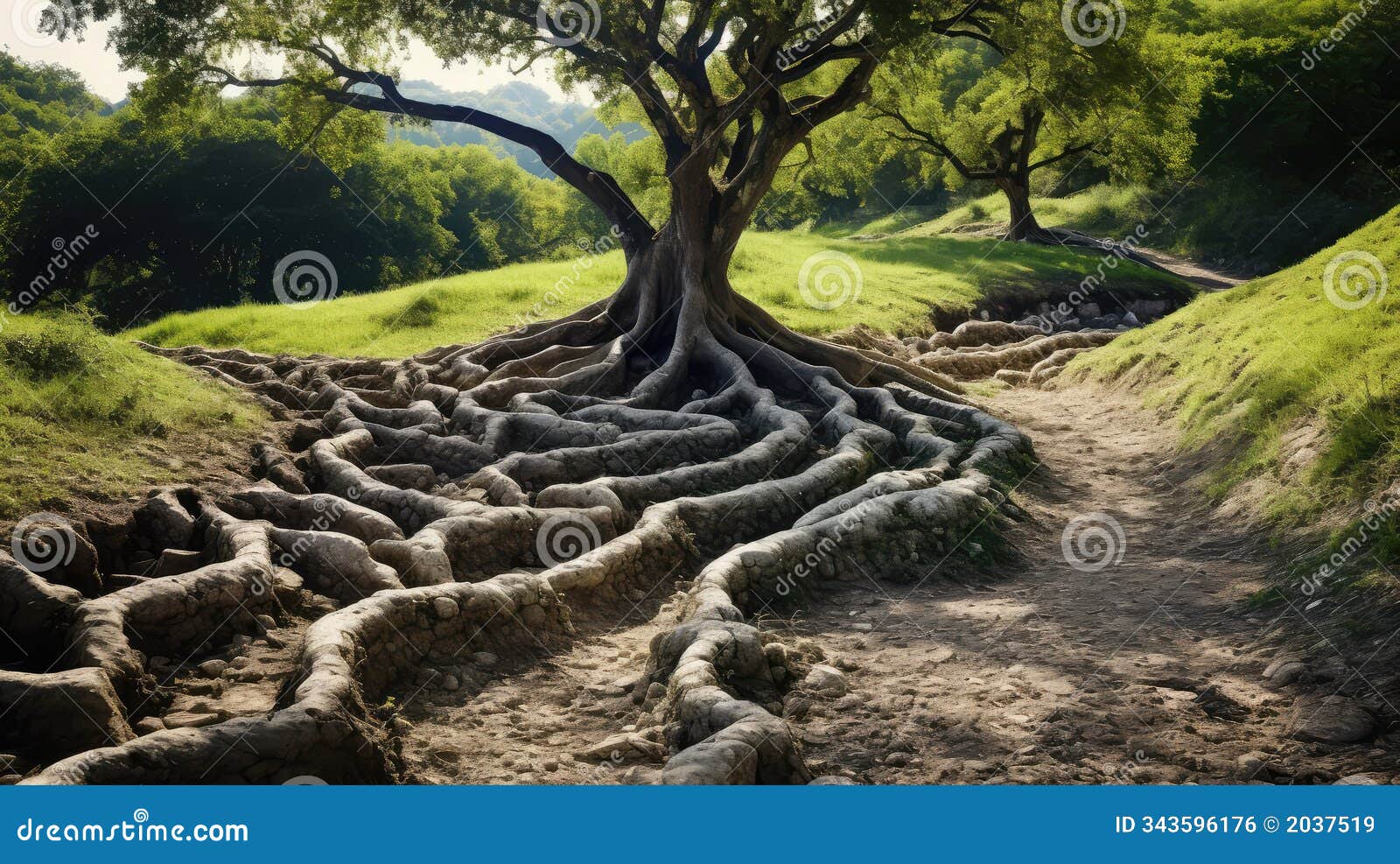 Patterns Oak Tree with Roots Stock Photo - Image of environment ...
