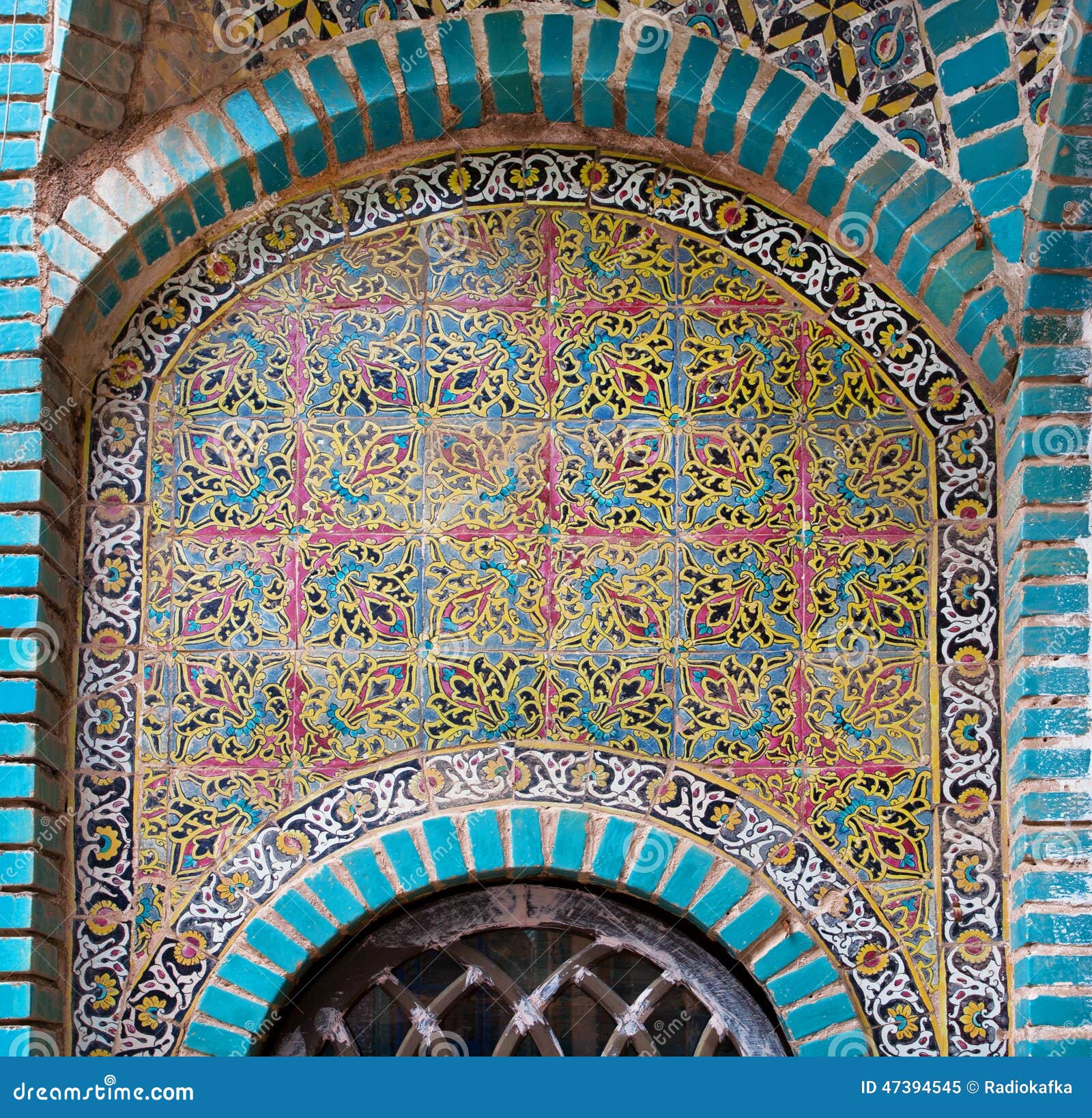 Patterns of Old Ceramic Tile Wall of Historic Building in Iran Stock ...