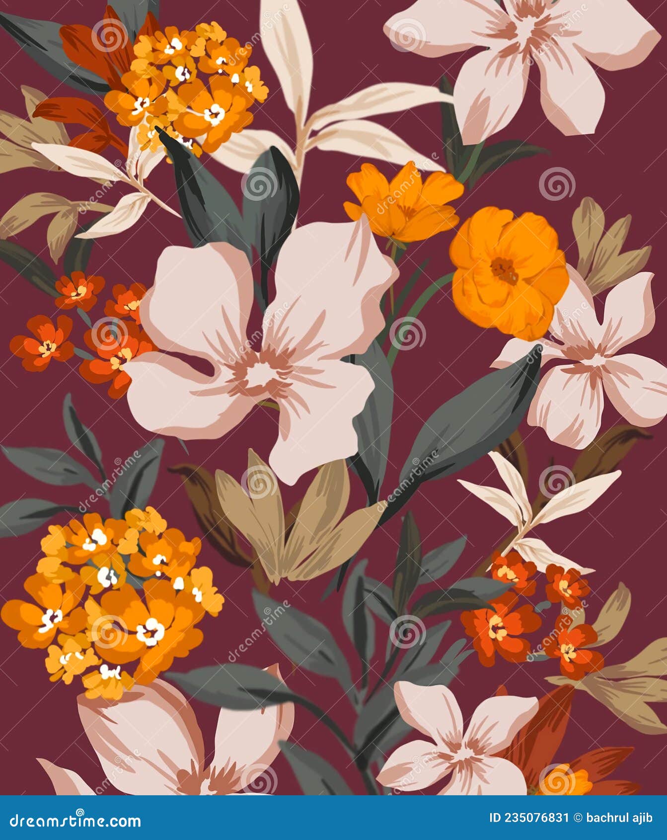 Patterns of Plants and Flowers with Colorful and Beautiful Stock ...