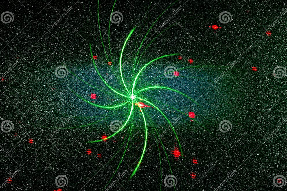 Patterns and Rays of Green and Red on a Dark Green Gradient Background ...