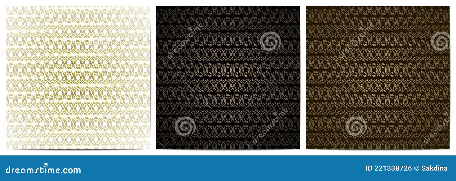 Set of Abstract Geometric Seamless Pattern with Golden Circle.Luxury of ...