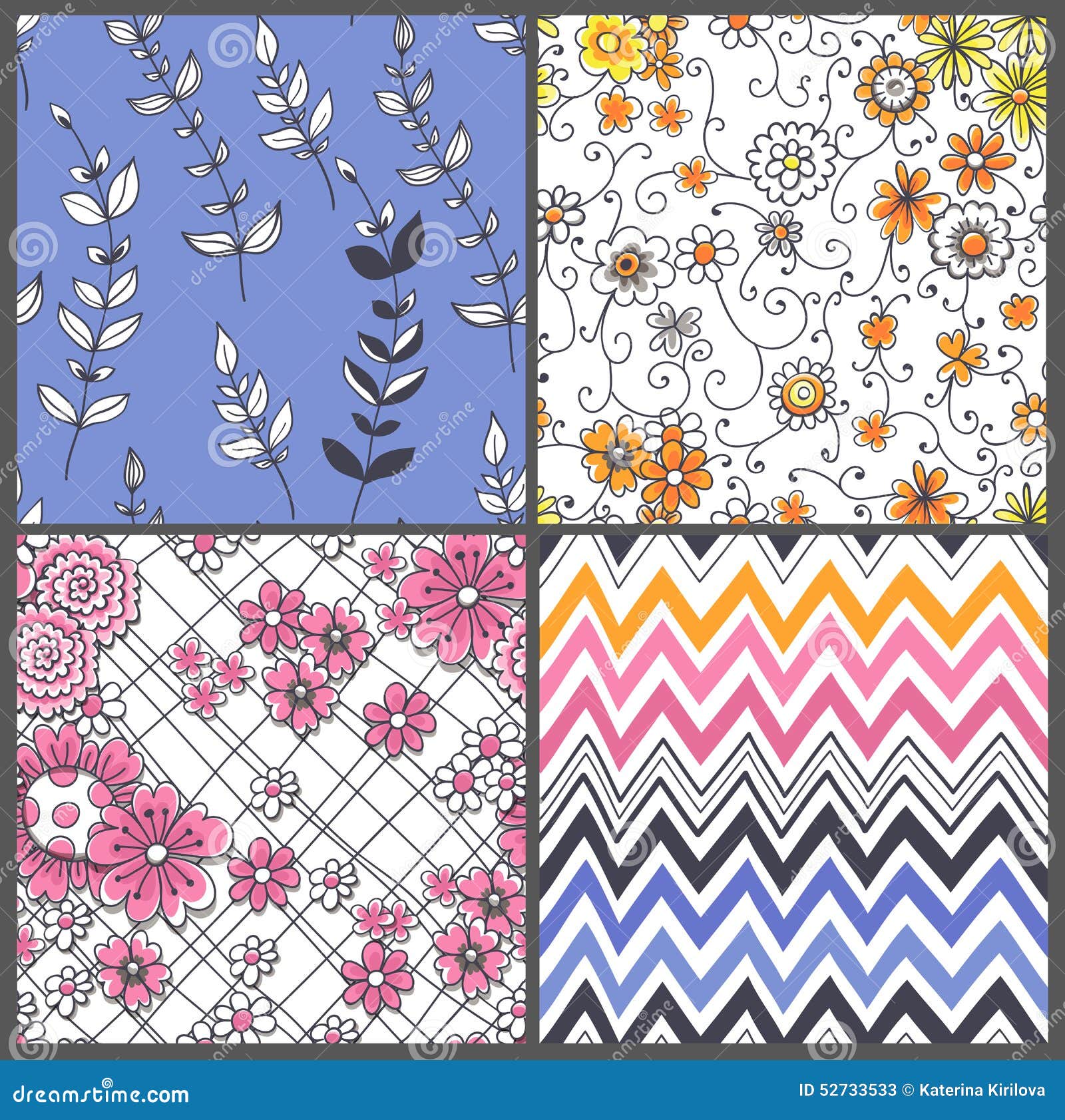 4 patterns stock vector. Illustration of sketch, pattern - 52733533
