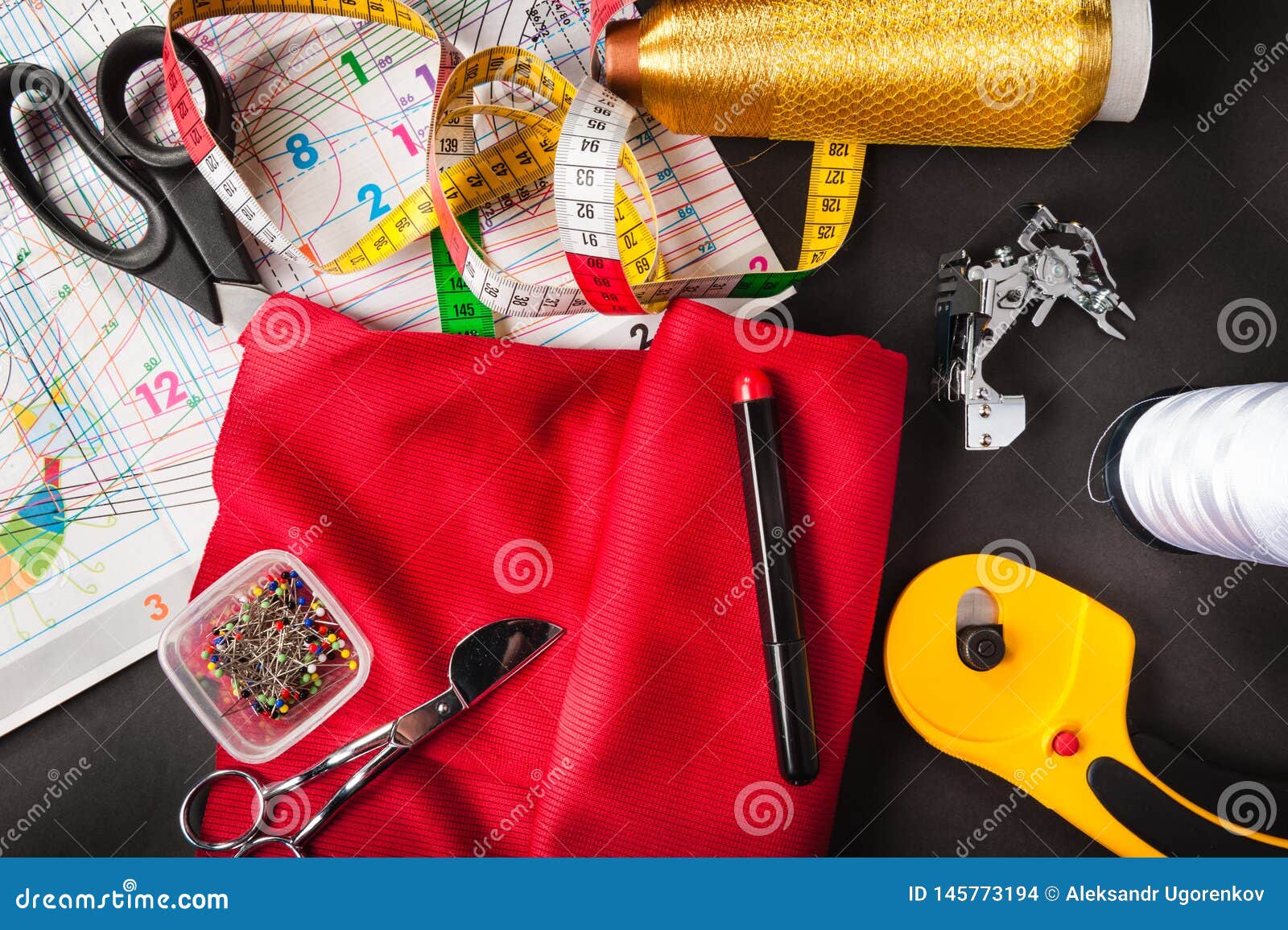 Patterns with sewing tools stock photo. Image of sewing - 145773194