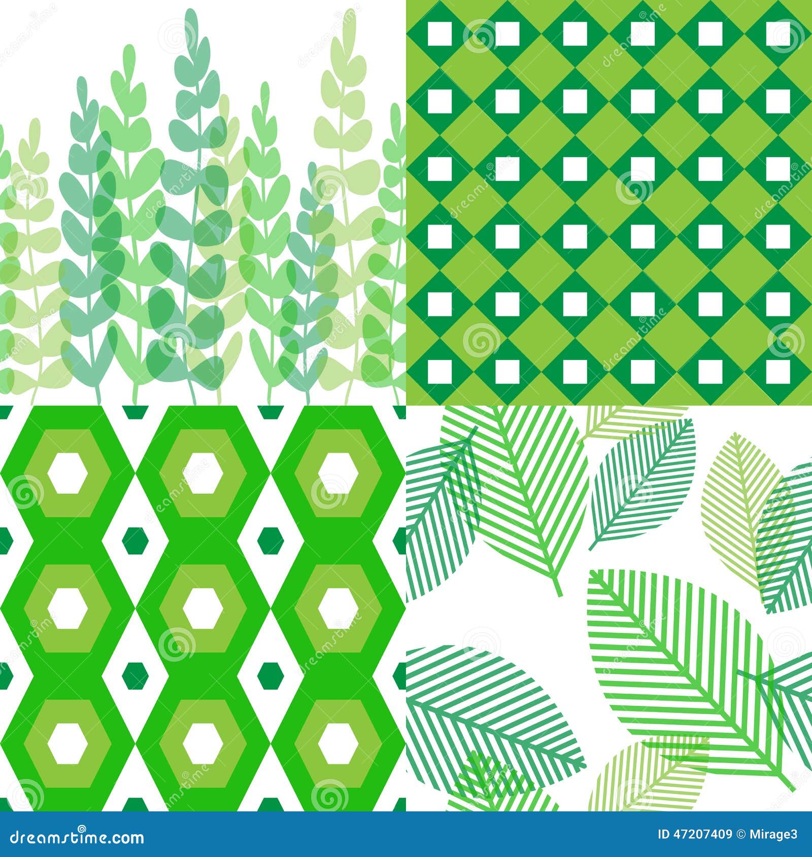Patterns in Shades of Green Stock Vector - Illustration of flora, tones ...