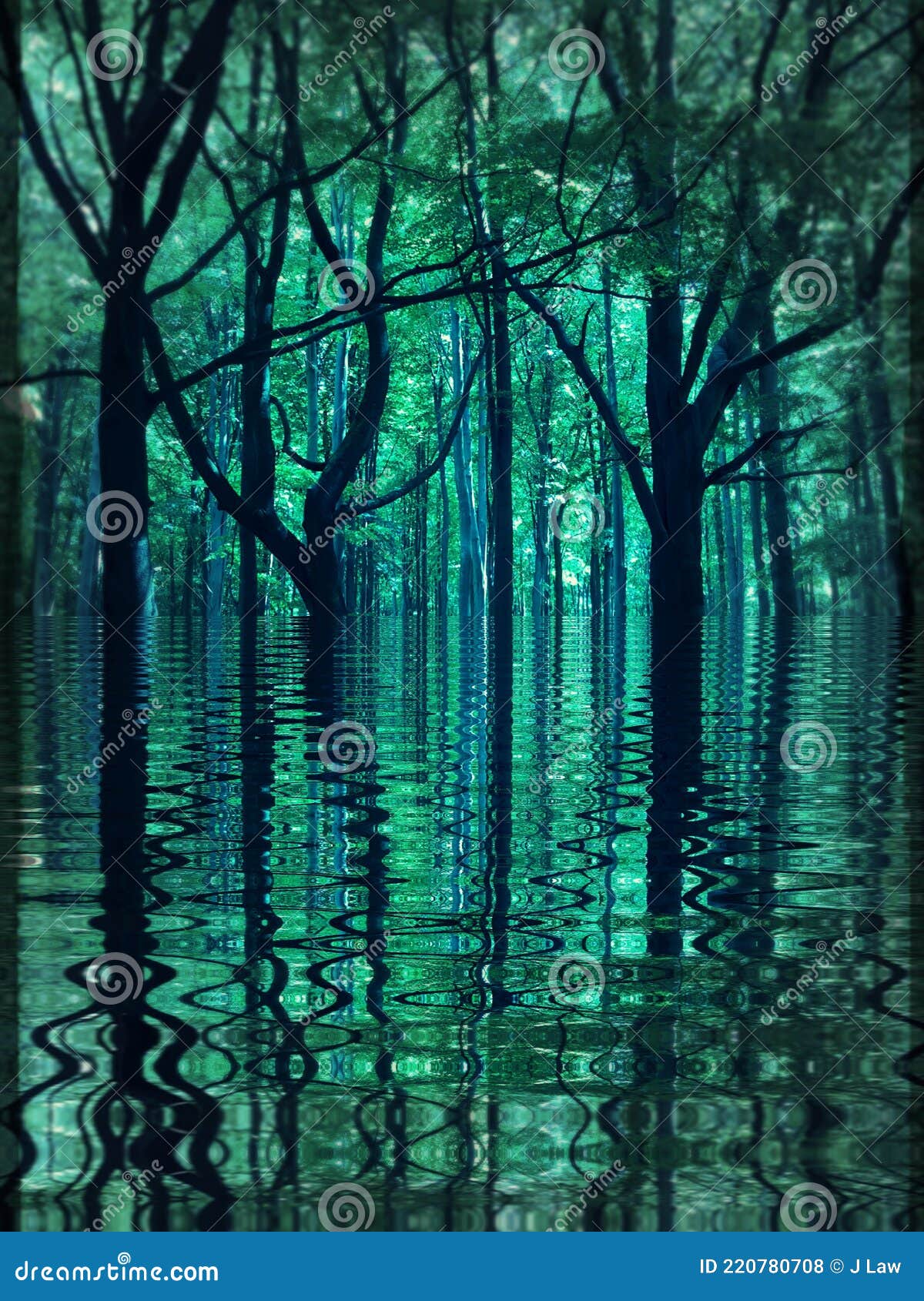 Drowned Forest In Flood With Ripples Royalty-Free Stock Image ...