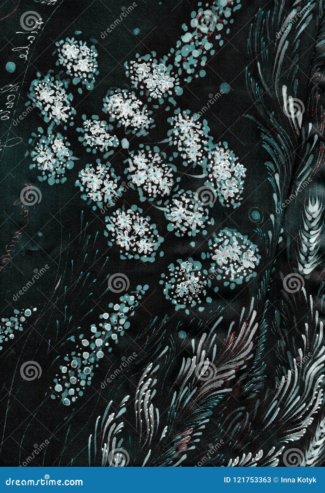 Patterns on Silk, Lines, Strokes and Dots. Decorative Composition ...