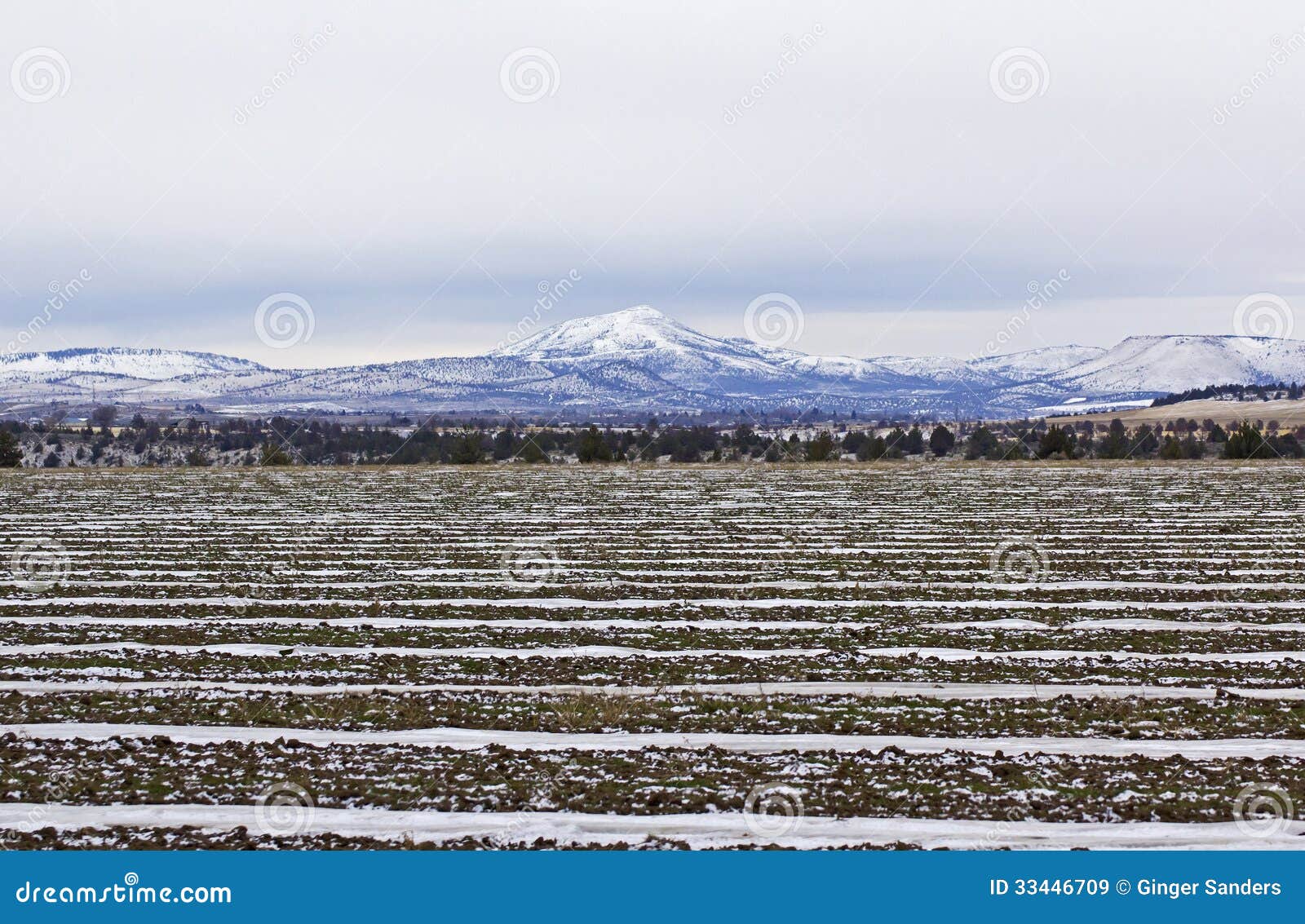 Patterns of Snow in Plowed Fields Mountain Background Stock Image ...