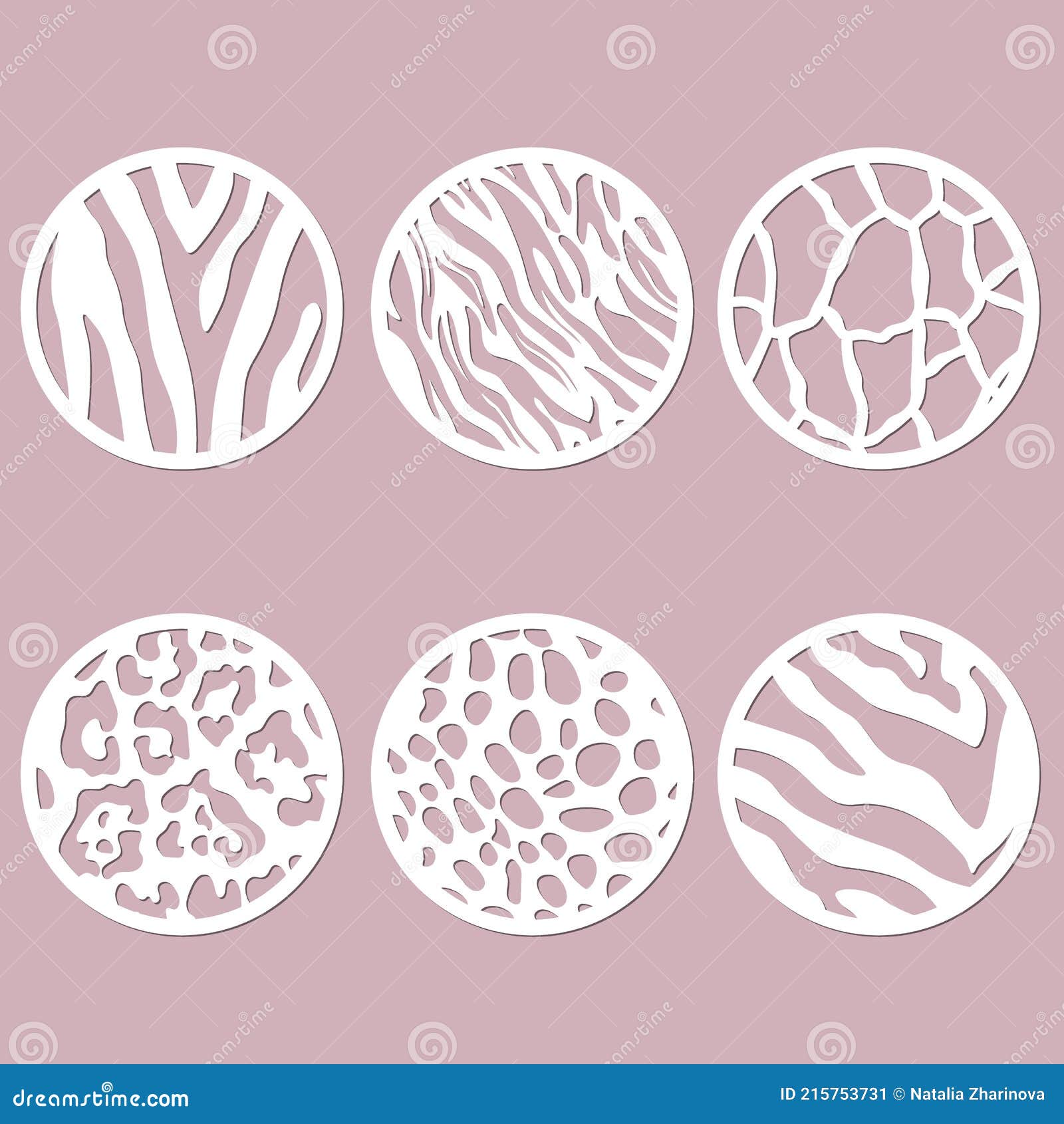 Patterns, Spots, Texture Carved in the Circle. Vector Illustration. Set ...