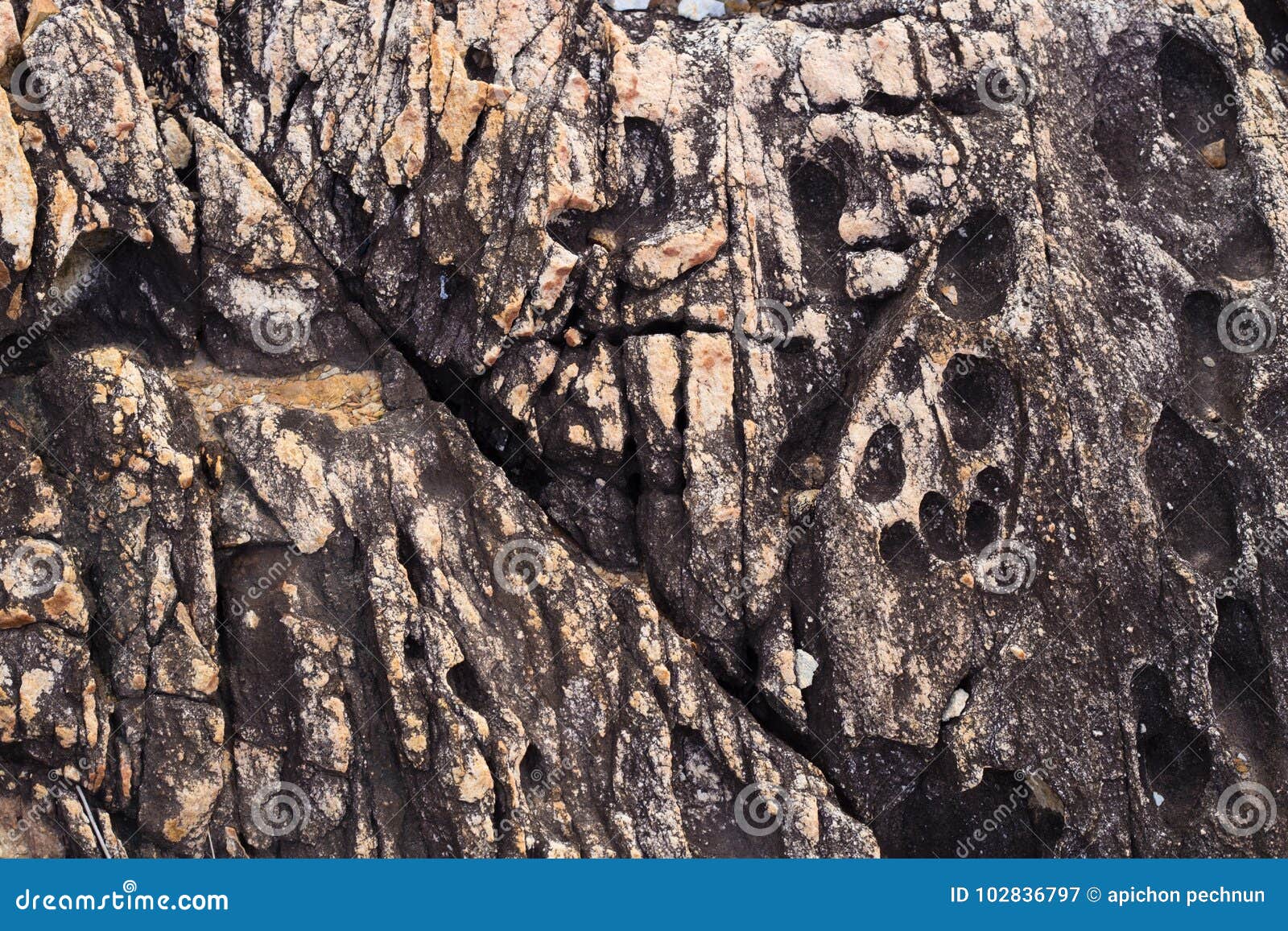 Patterns and Textures of the Old Volcanic Rock on the Beach for Stock ...