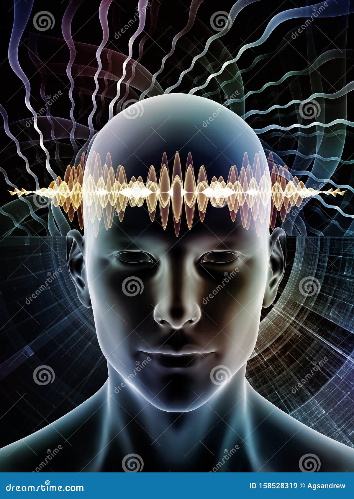 Patterns of Thinking stock illustration. Illustration of face - 158528319