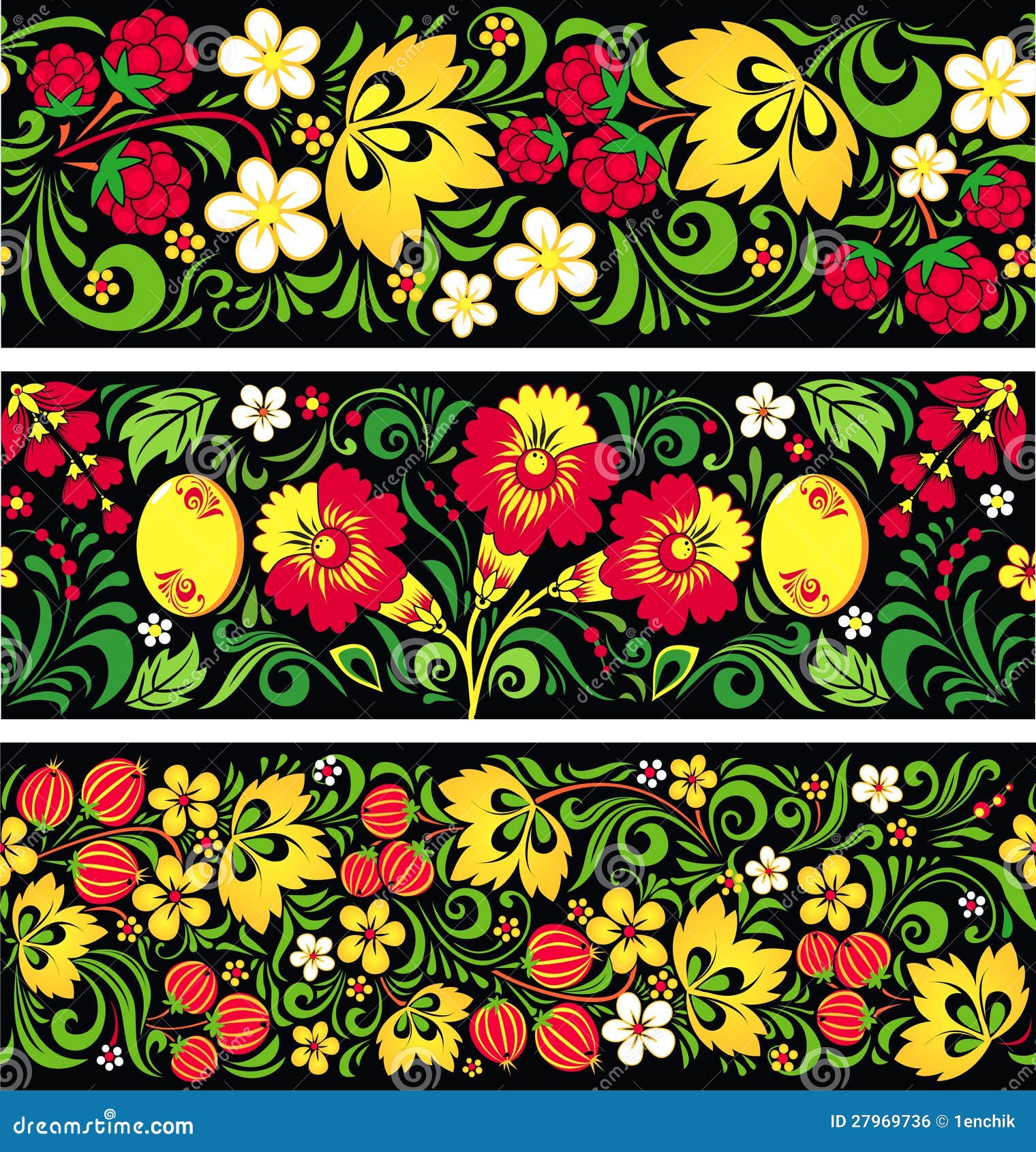 Patterns in Traditional Russian Style Hohloma Stock Vector ...