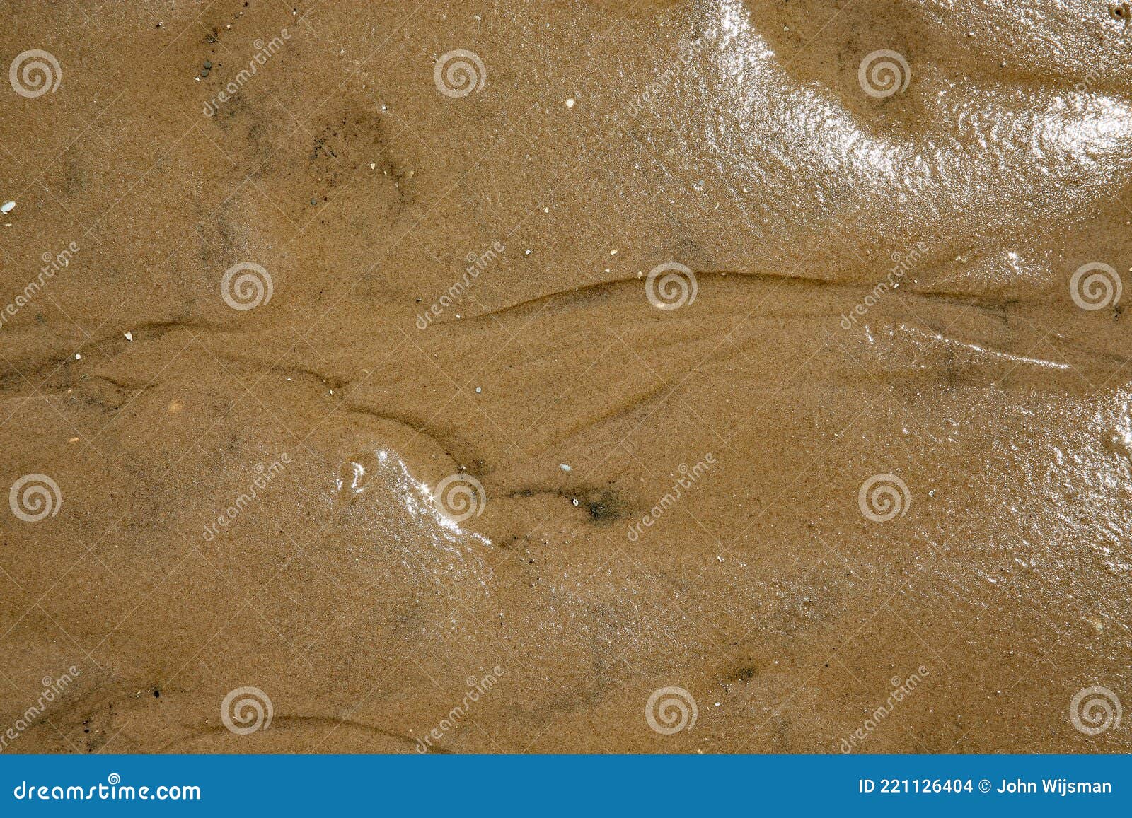 Patterns in wet beach sand stock photo. Image of footprint - 221126404