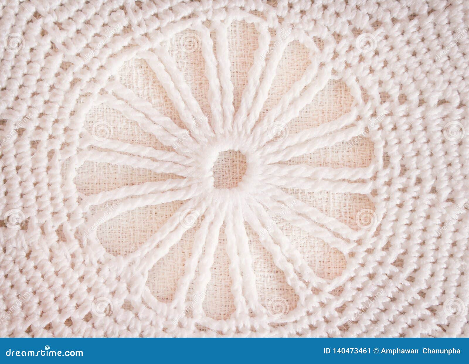 Patterns of White or Light Brown Crochet Knitted Texture in Flowers ...