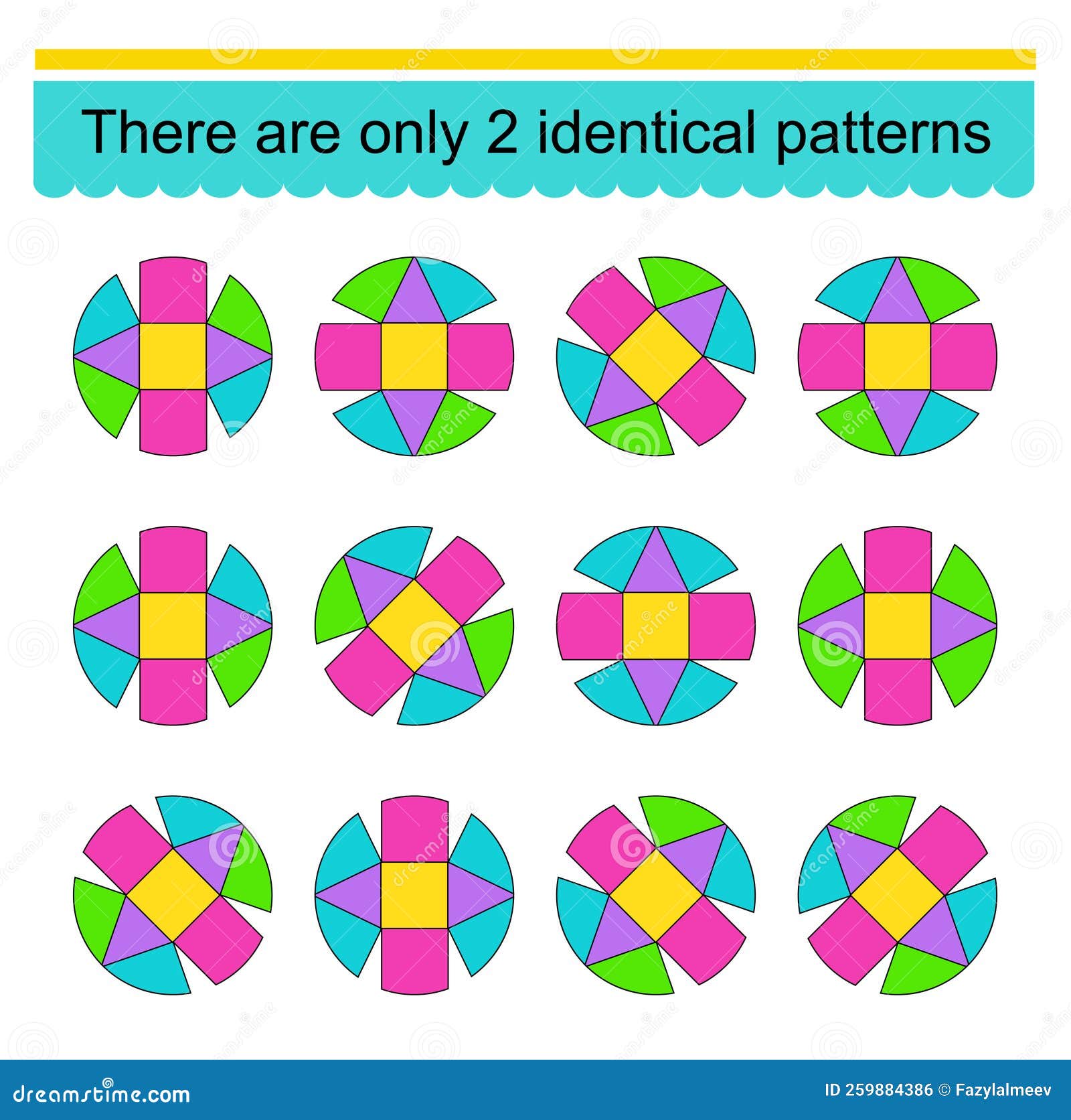 Fun Puzzle Game for Children. Find Two Identical Patterns. Task for ...