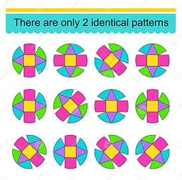 Fun Puzzle Game for Children. Find Two Identical Patterns. Task for ...
