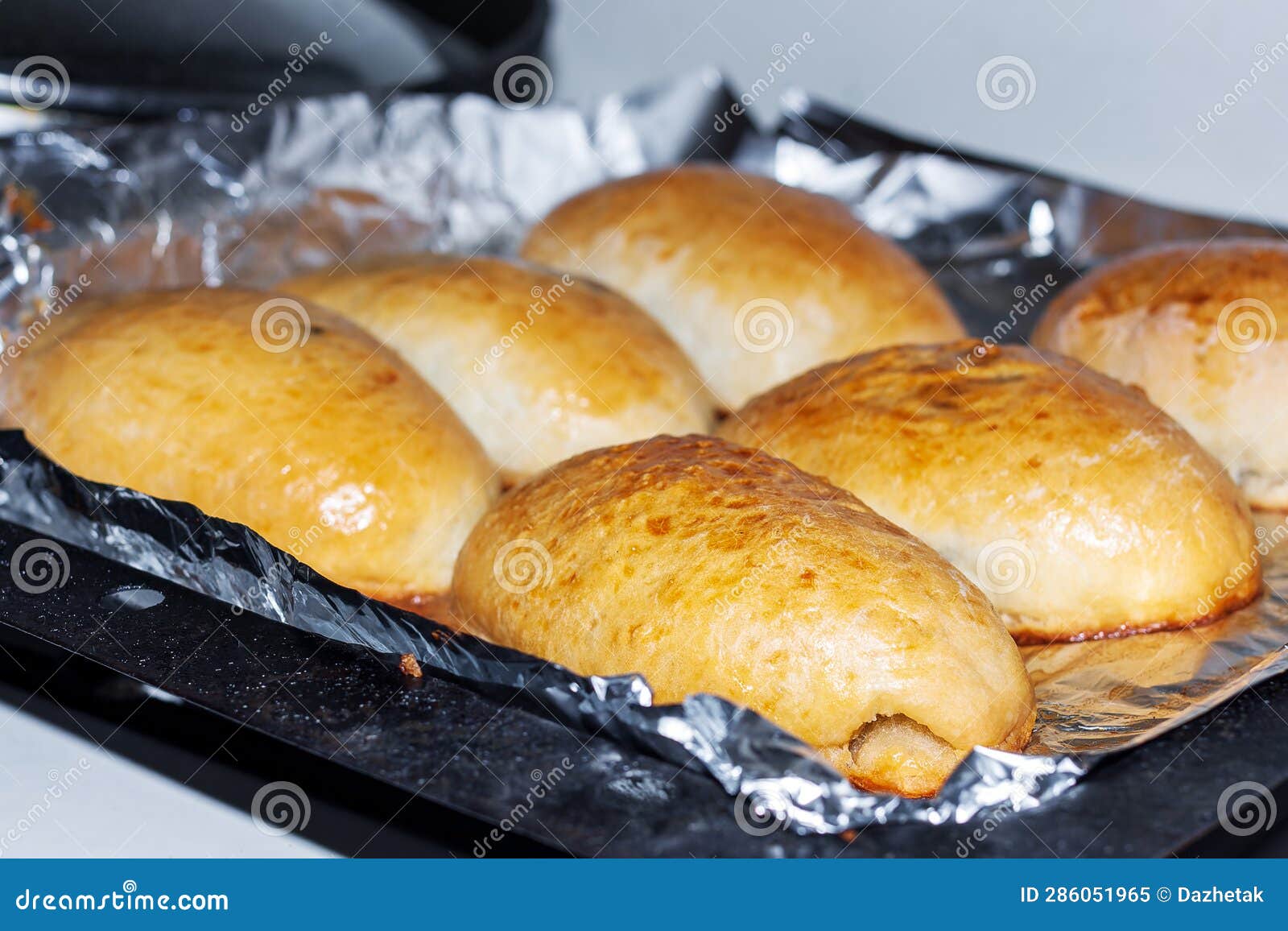 Patties on the Spit. Close-up View of Patties Just Out of the Oven ...
