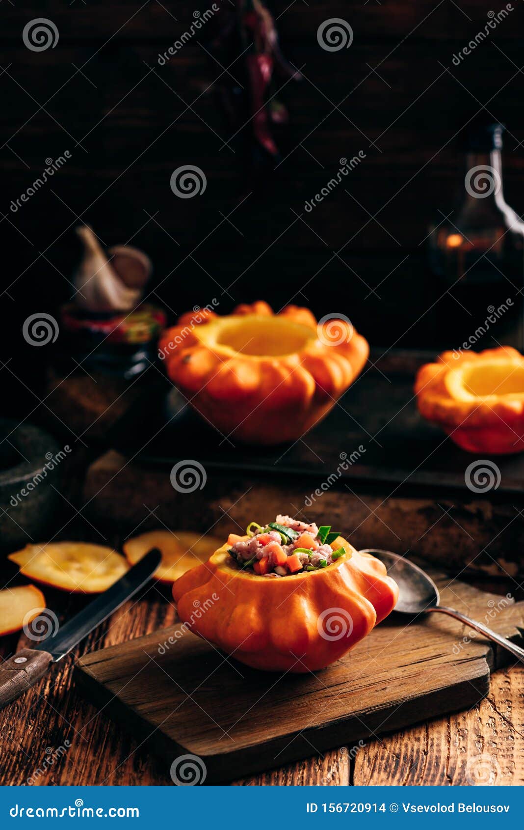 Pattypan Squash Filled with Minced Beef Stock Photo - Image of ground ...