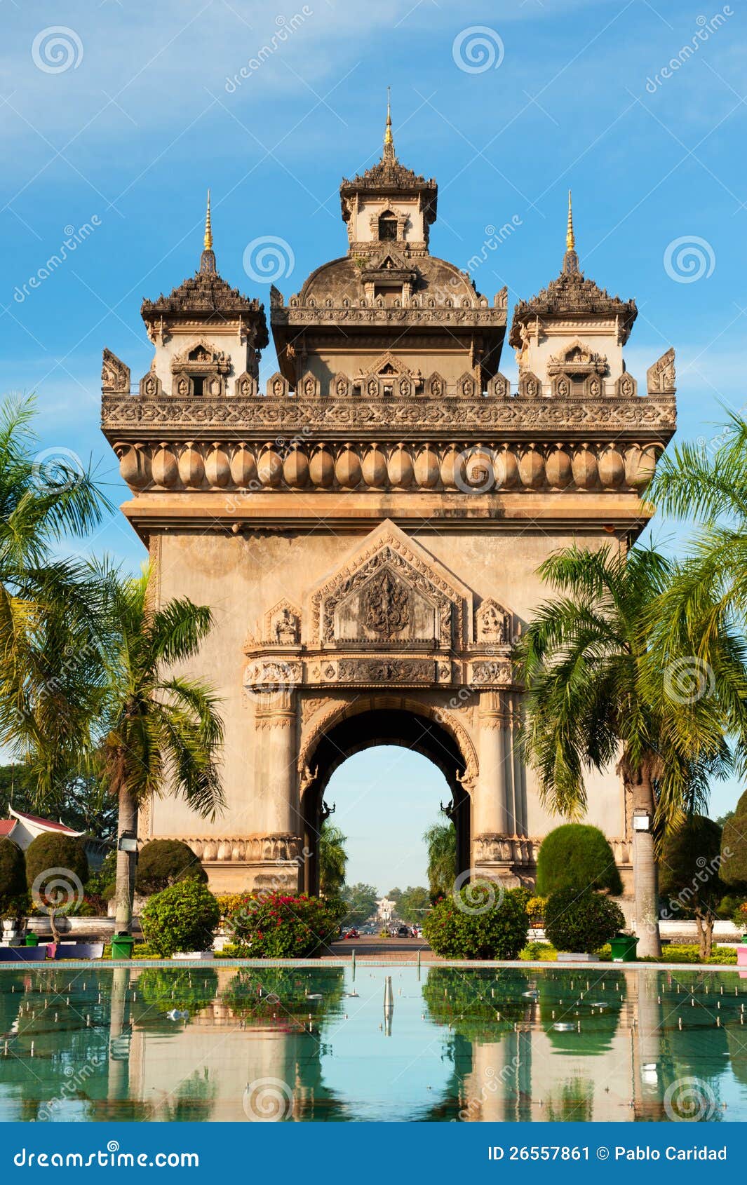 Patuxai Monument, Vientiane, Laos. Stock Image - Image of arch ...