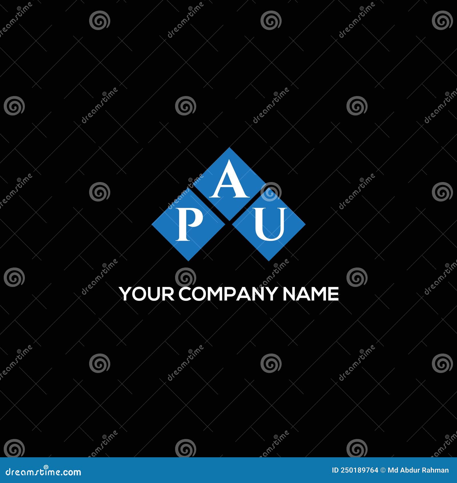 PAU Letter Logo Design on BLACK Background. PAU Creative Initials ...