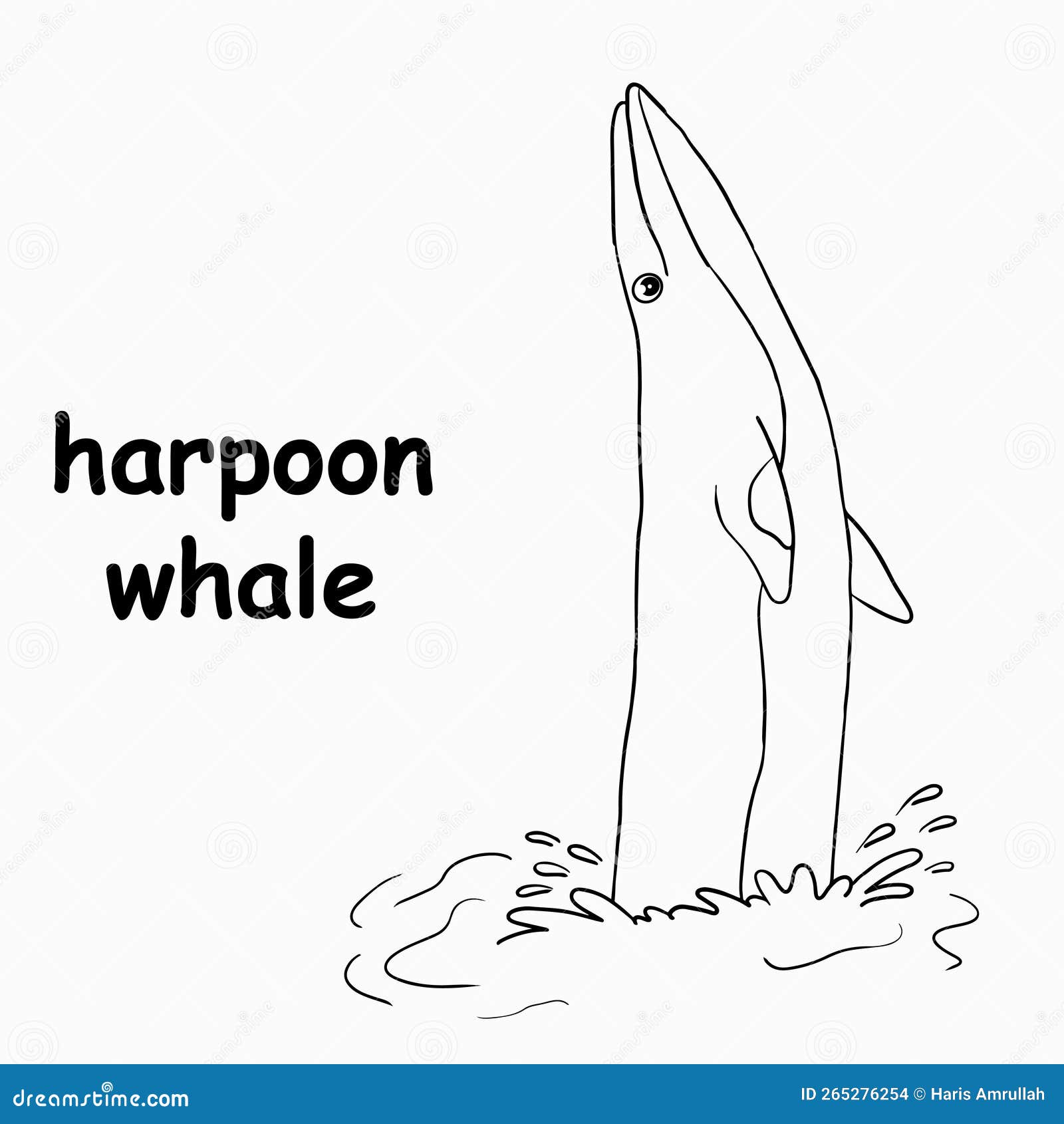 Kids Line Illustration Coloring Harpoon Whale. Outline Vector for ...