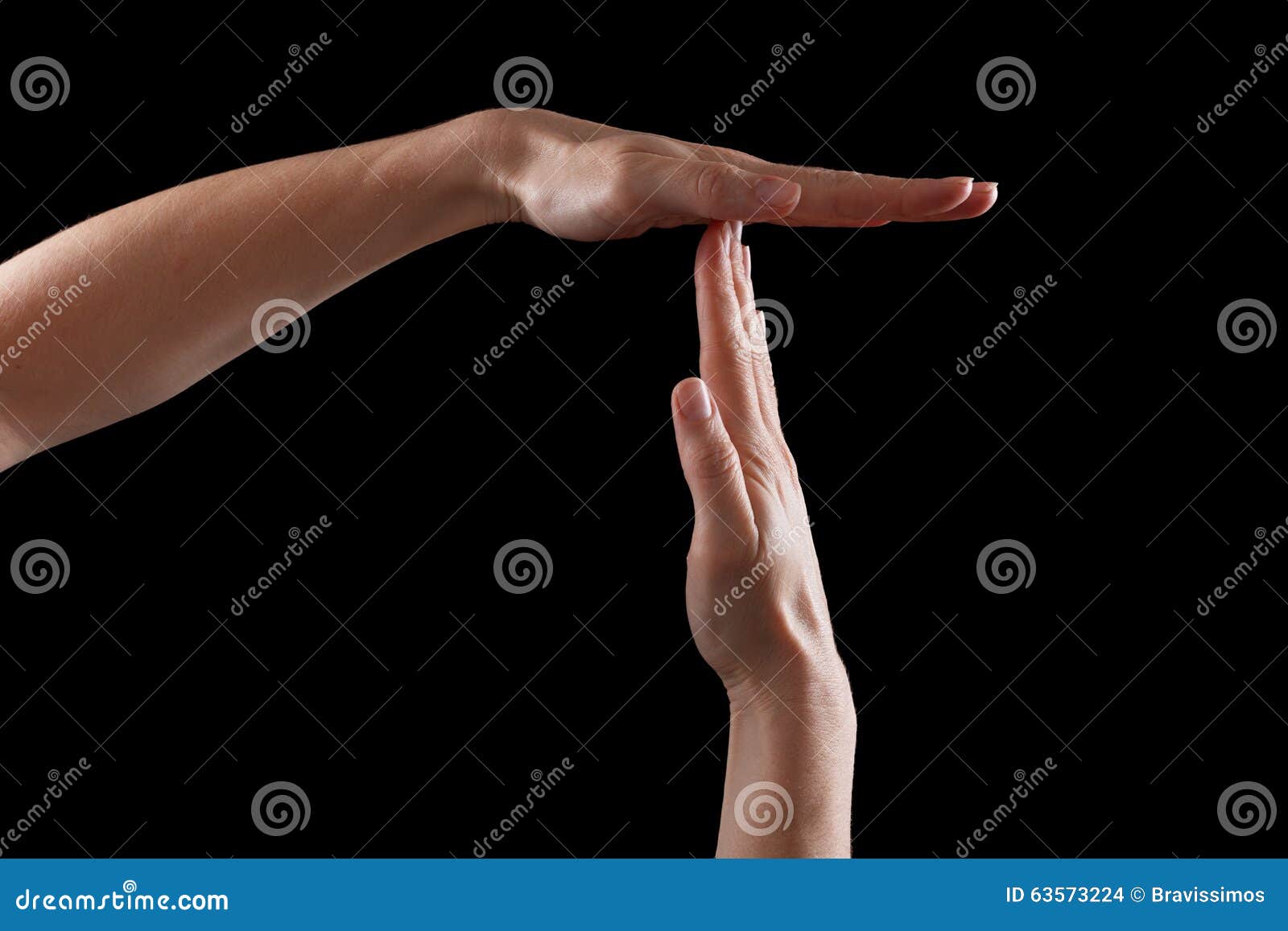 Pause or Break Time Hand Gesture, Shot on Black Stock Photo - Image of ...