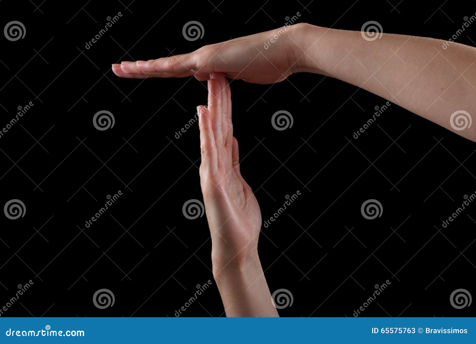 Pause or Break Time Hand Gesture, Shot on Black Stock Image - Image of ...