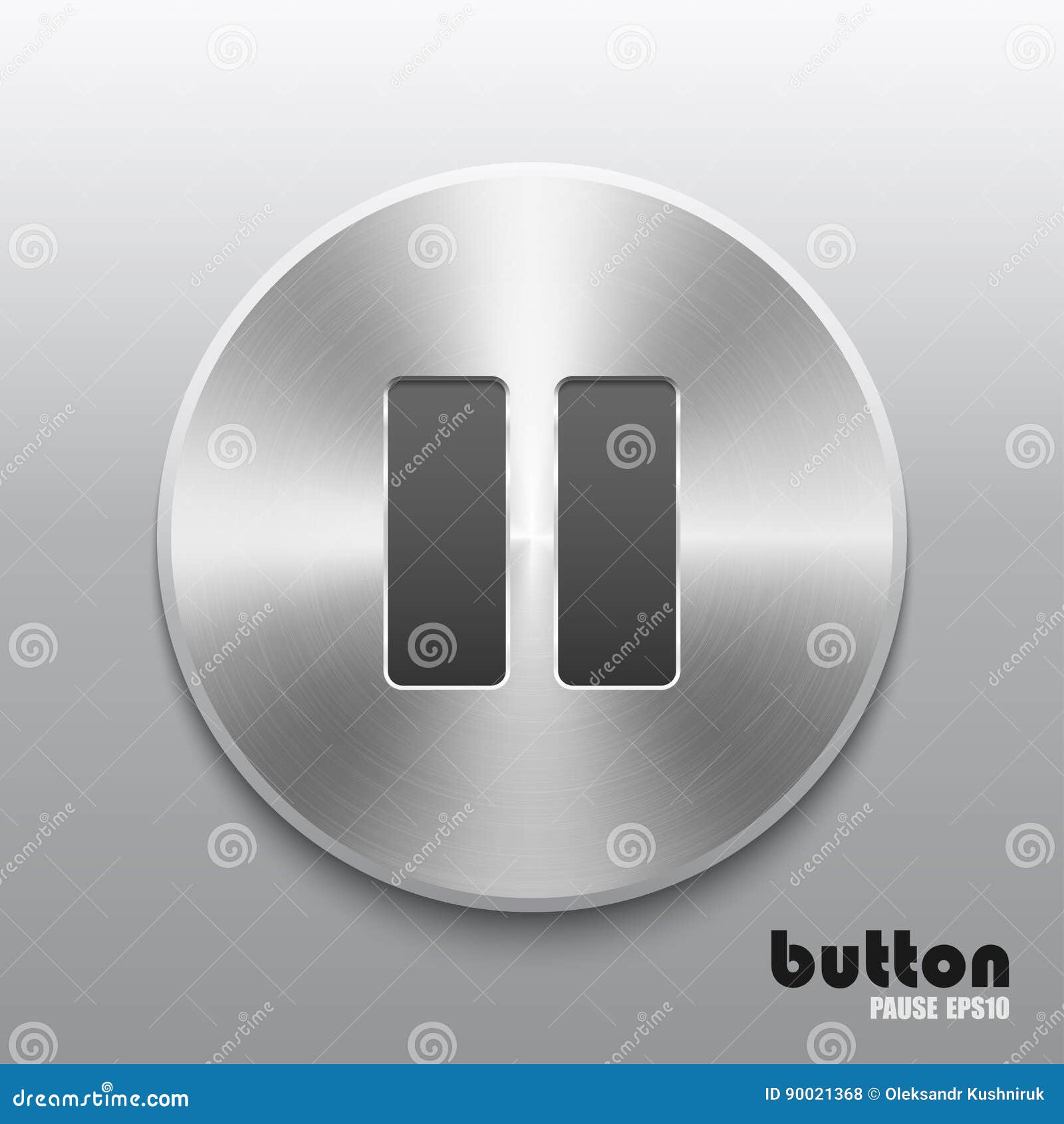 Pause Button with Brushed Metal Texture Isolated on Gray Background ...
